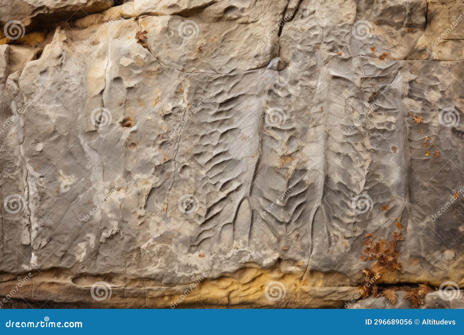 Prehistoric Leaf Imprints Fossilized in Rock Stock Photo - Image of ...