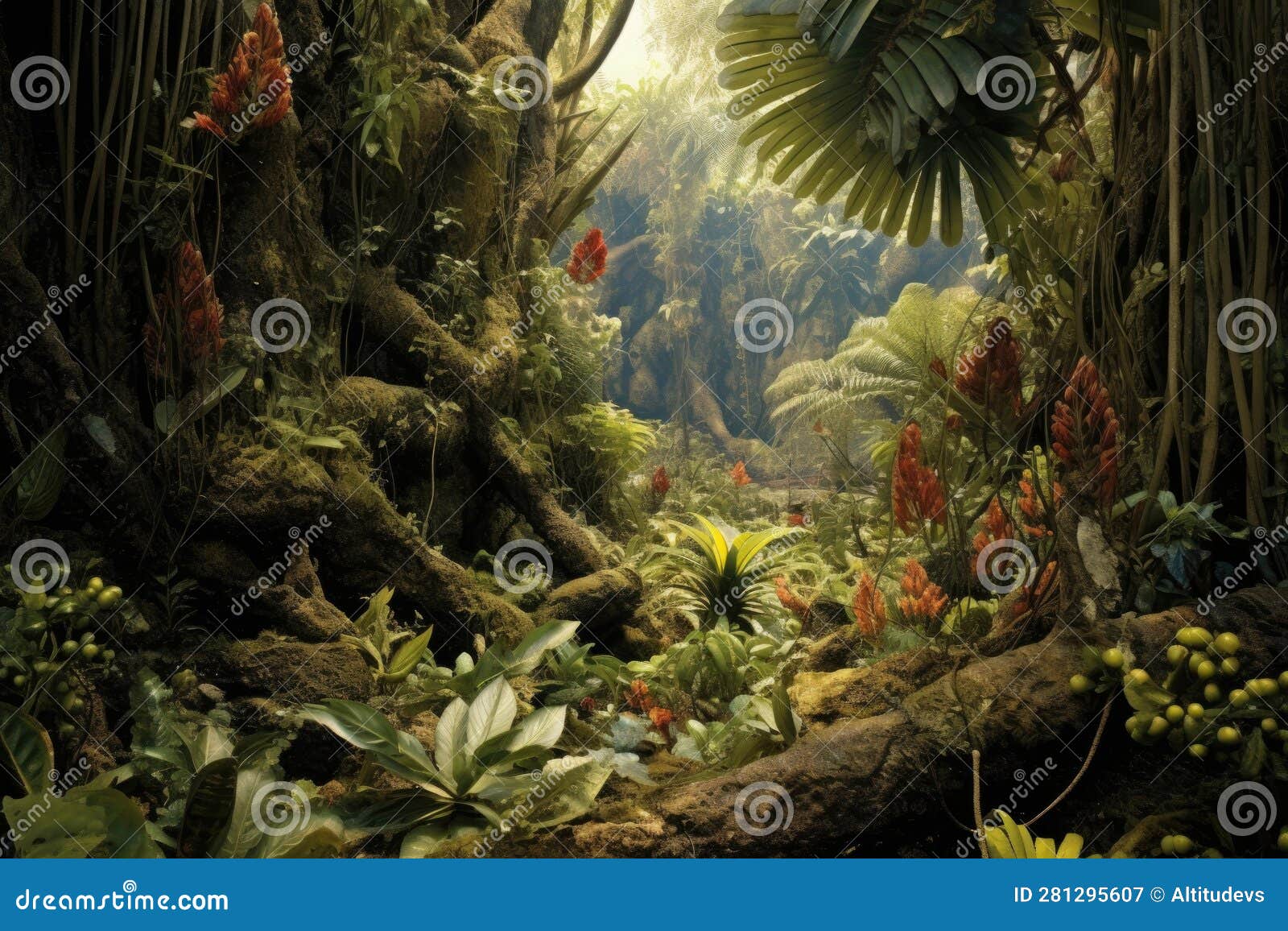 Prehistoric-looking Plants in Dense Vegetation Stock Image - Image of ...
