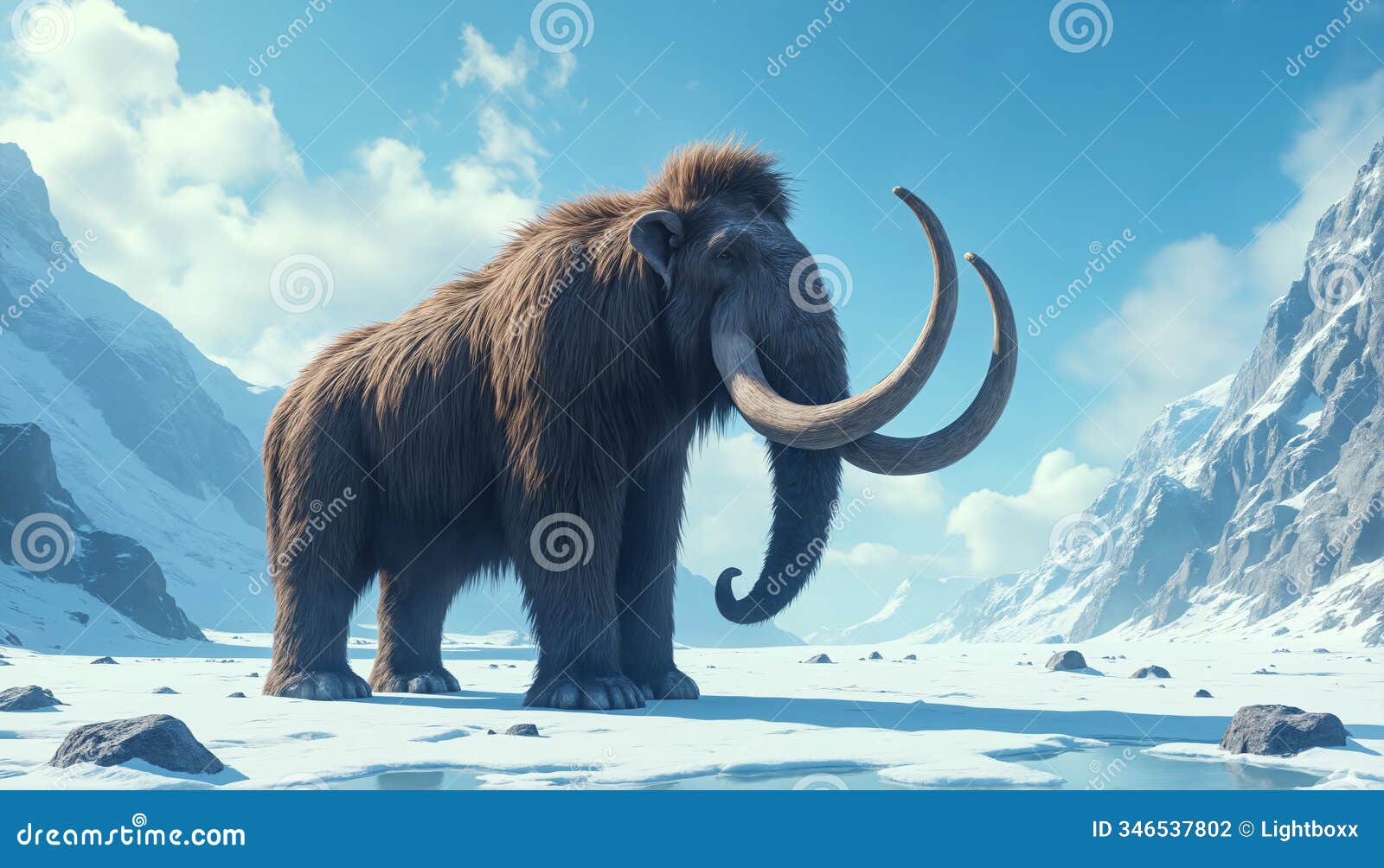 Prehistoric Wolly Mammoth, An Ancient Giant Of The Ice Age In A Winter ...