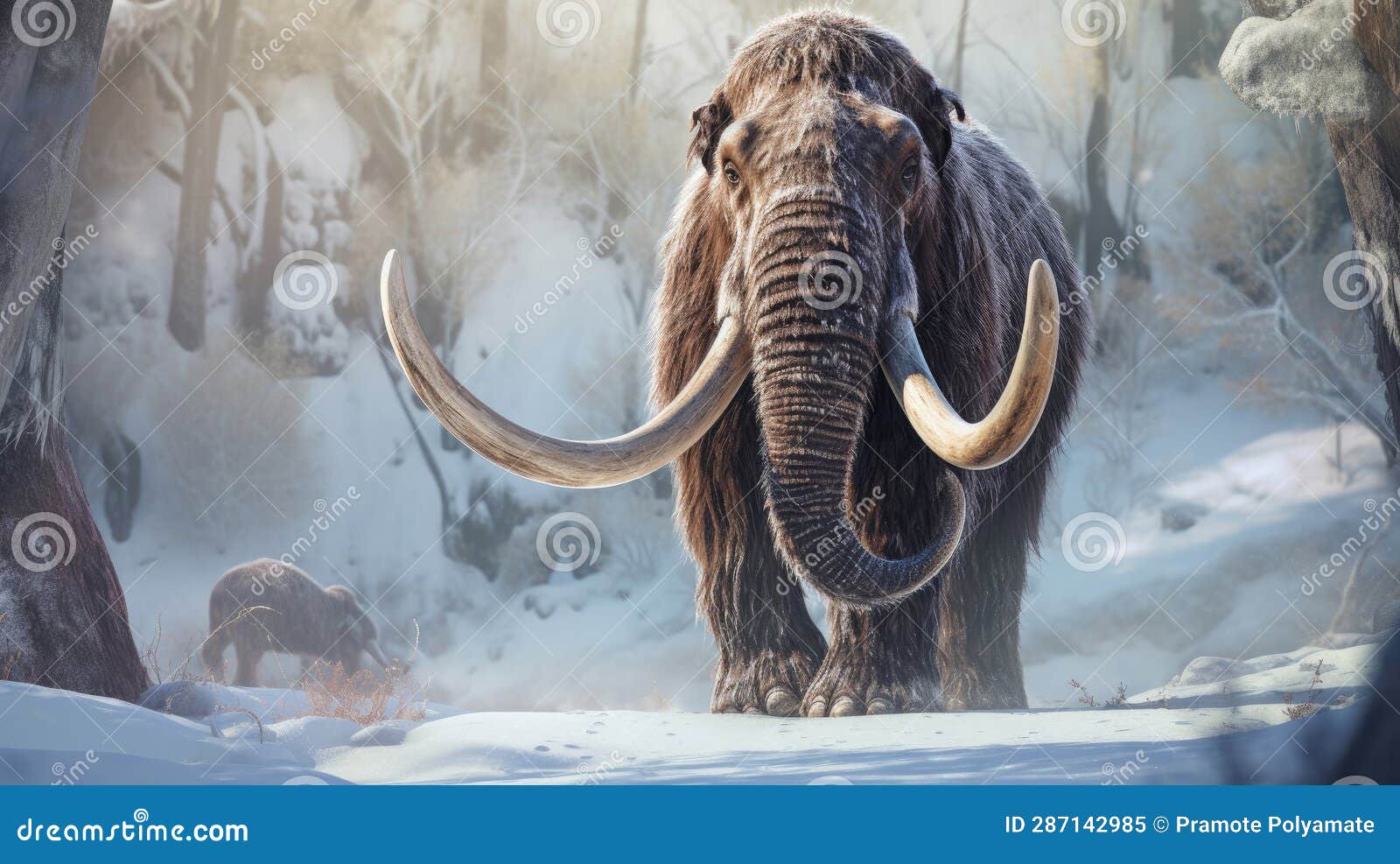 A Prehistoric Mammoth in Ice Age. Elephant Mammoth Stock Illustration ...