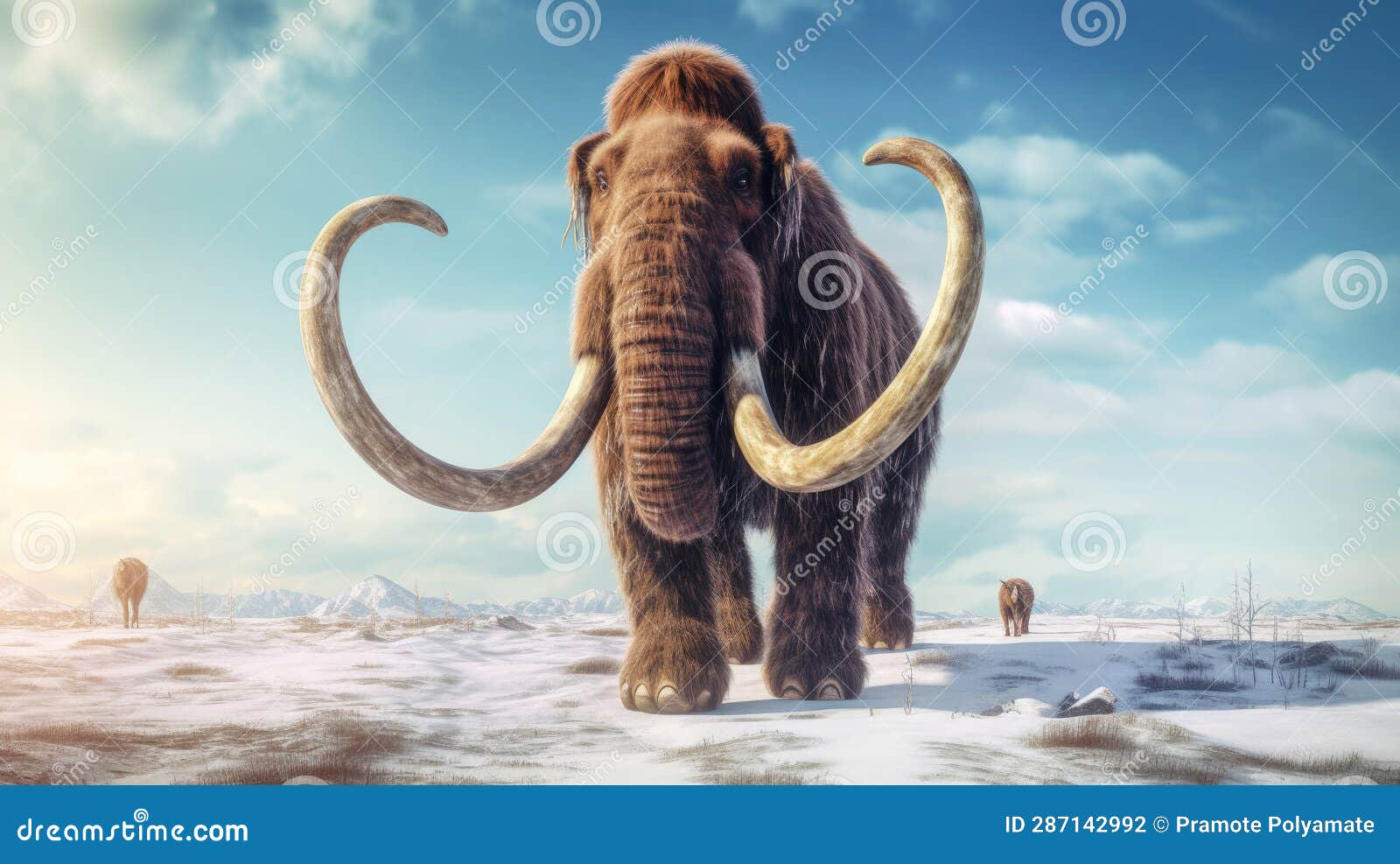 A Prehistoric Mammoth in Ice Age. Elephant Mammoth Stock Illustration ...