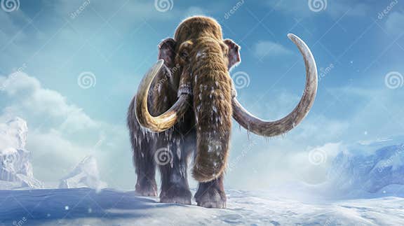 A Prehistoric Mammoth in Ice Age. Elephant Mammoth Stock Illustration ...