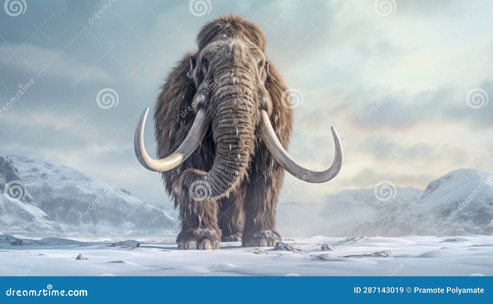 A Prehistoric Mammoth in Ice Age. Elephant Mammoth Stock Illustration ...