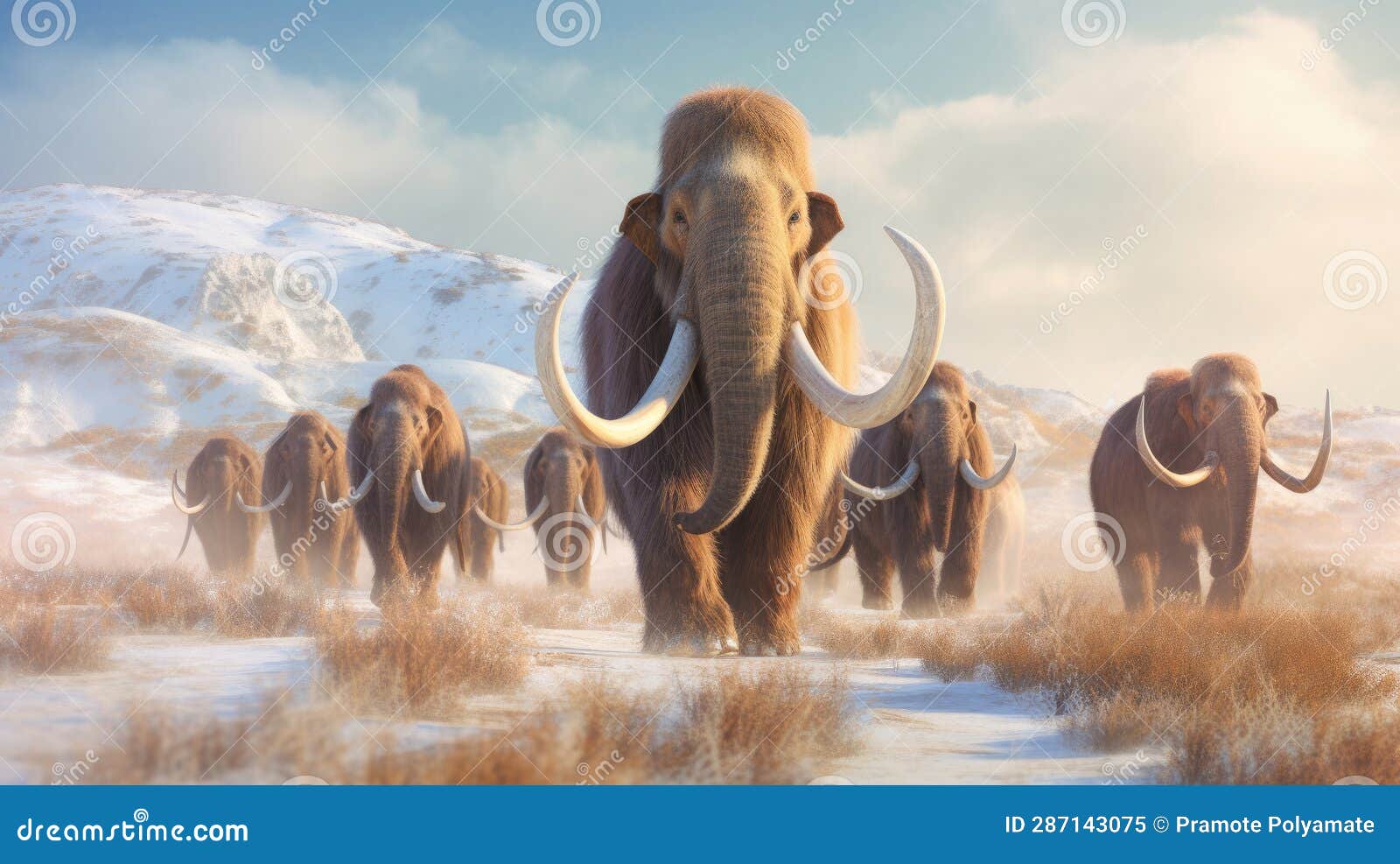 Prehistoric Mammoths In Ice Age. Elephant Mammoth. Generative Ai Stock ... Prehistoric Mammoths In Ice Age. Elephant Mammoth. Generative Ai Stock ...