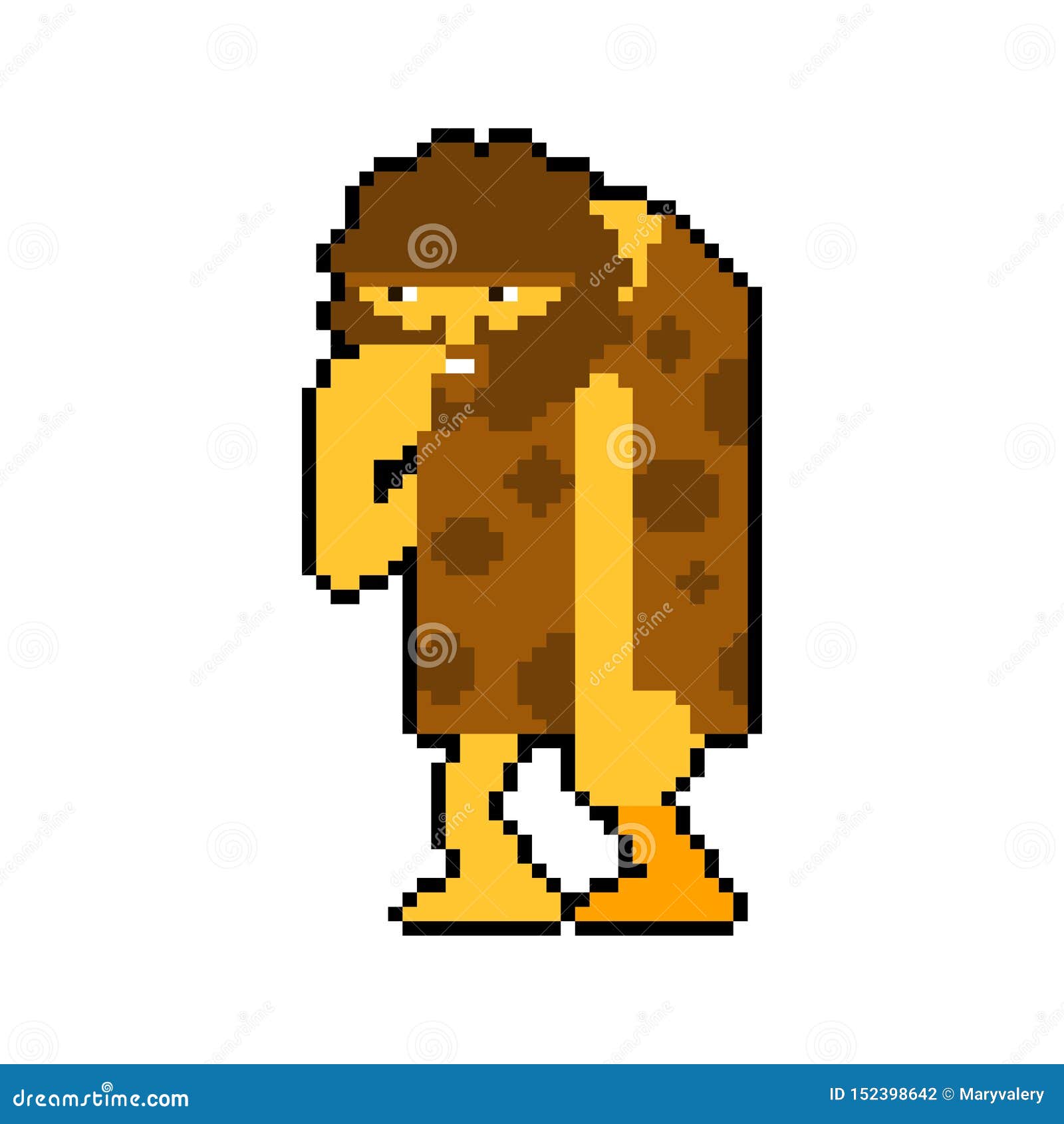 Caveman Pixel Art Pattern Seamless. Prehistoric Man 8 Bit Background ...