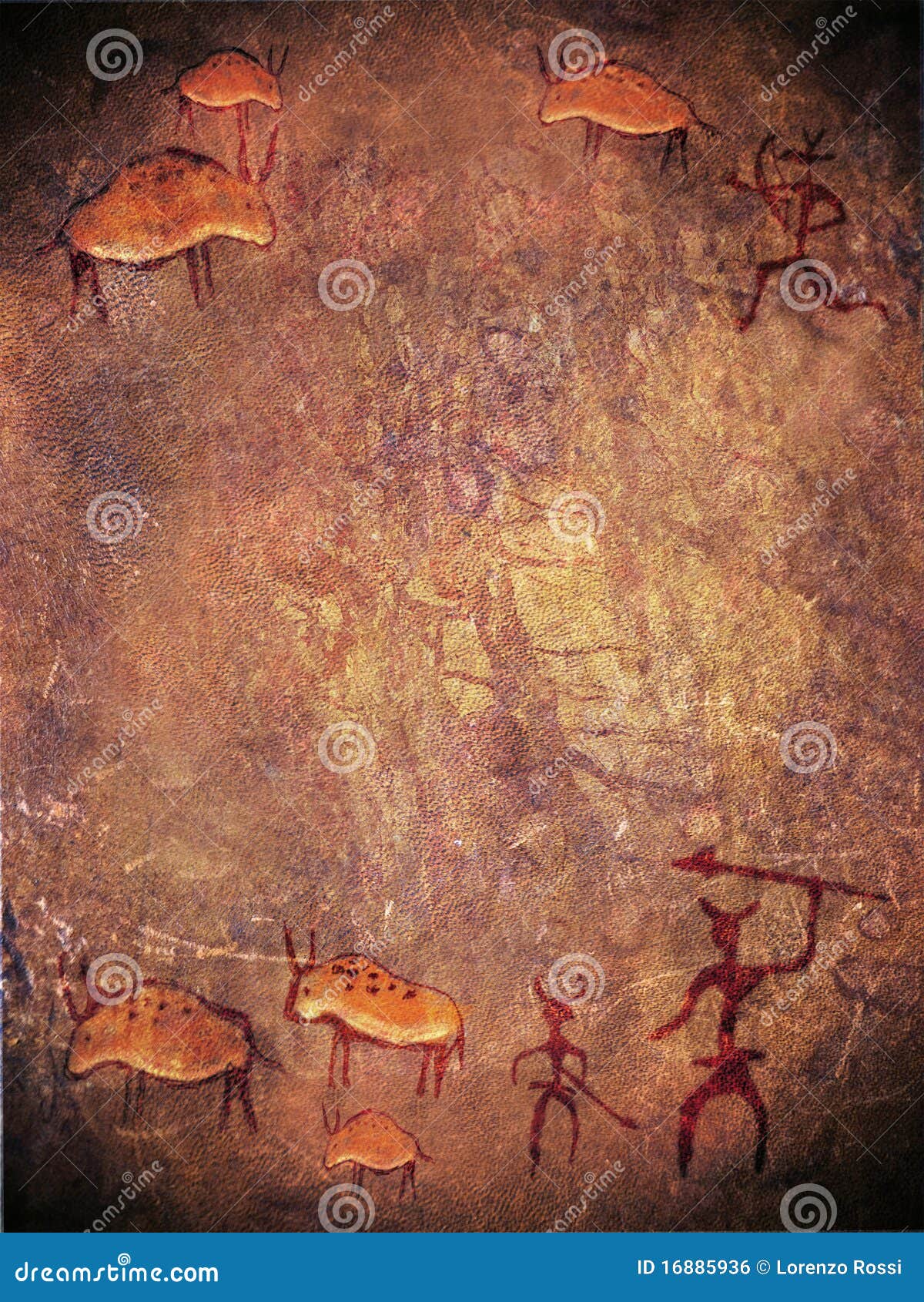 Prehistoric Paint with Hunters Stock Illustration - Illustration of ...