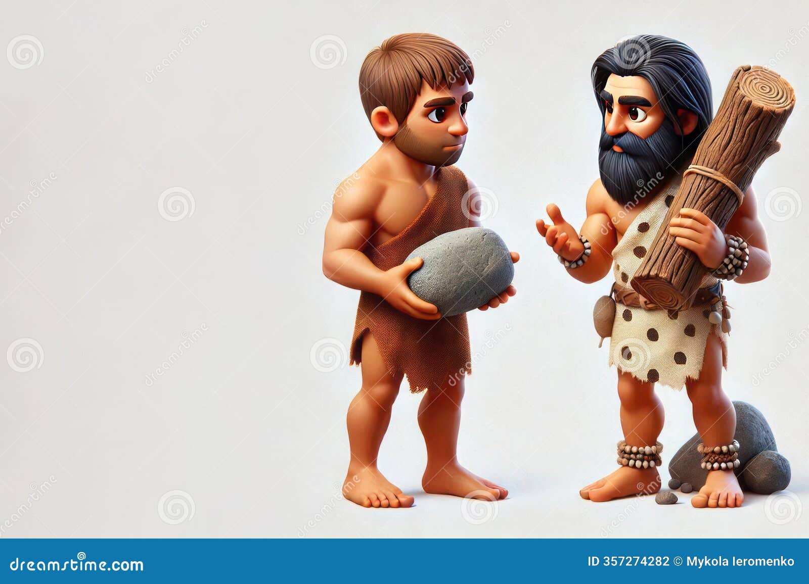 Prehistoric People Hide In A Cave From A Big Bear. A Depiction Of A ...