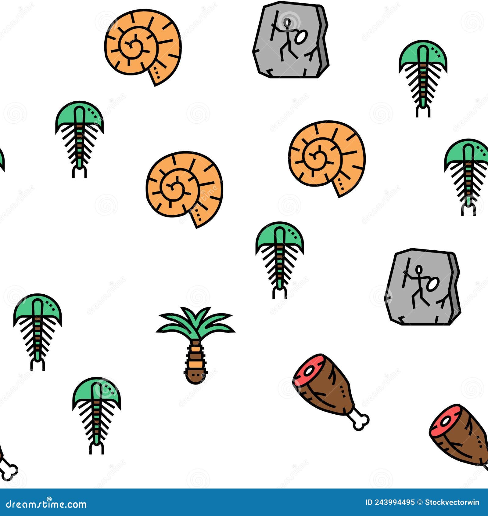Prehistoric Period Vector Seamless Pattern Stock Vector - Illustration ...