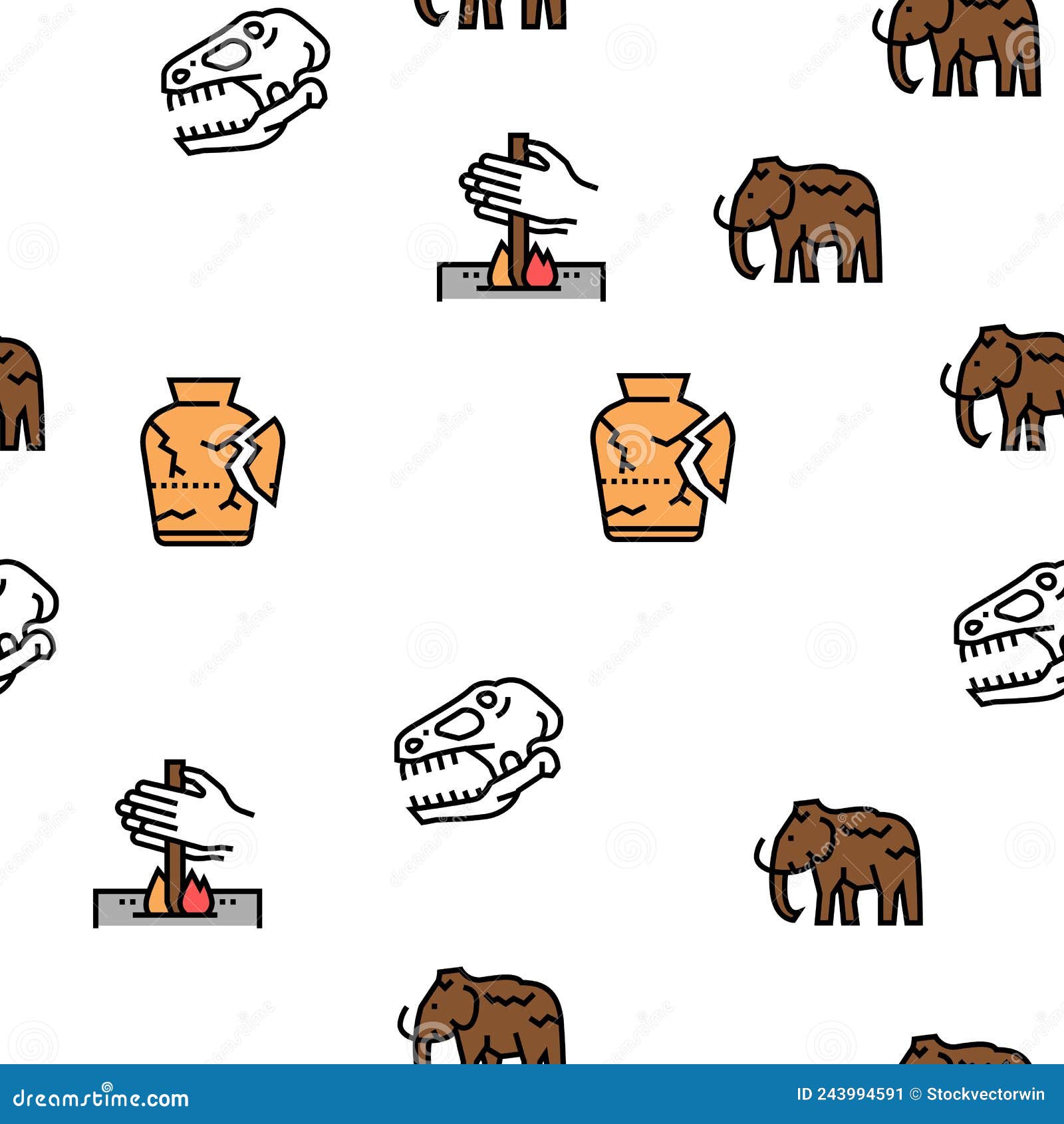 Prehistoric Period Vector Seamless Pattern Stock Vector - Illustration ...