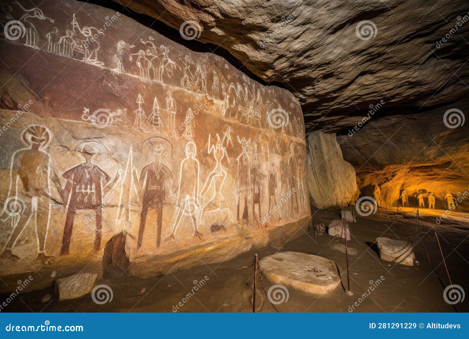 Prehistoric Petroglyphs on a Cave Wall Stock Illustration ...