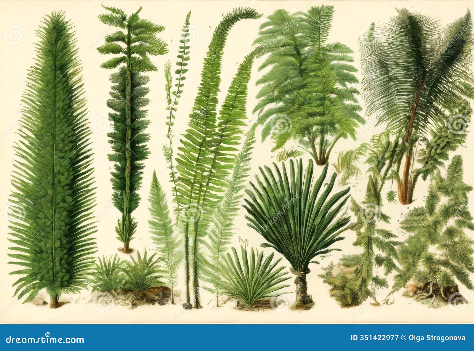 Prehistoric Plants Botanical Illustration Stock Image - Image of ...