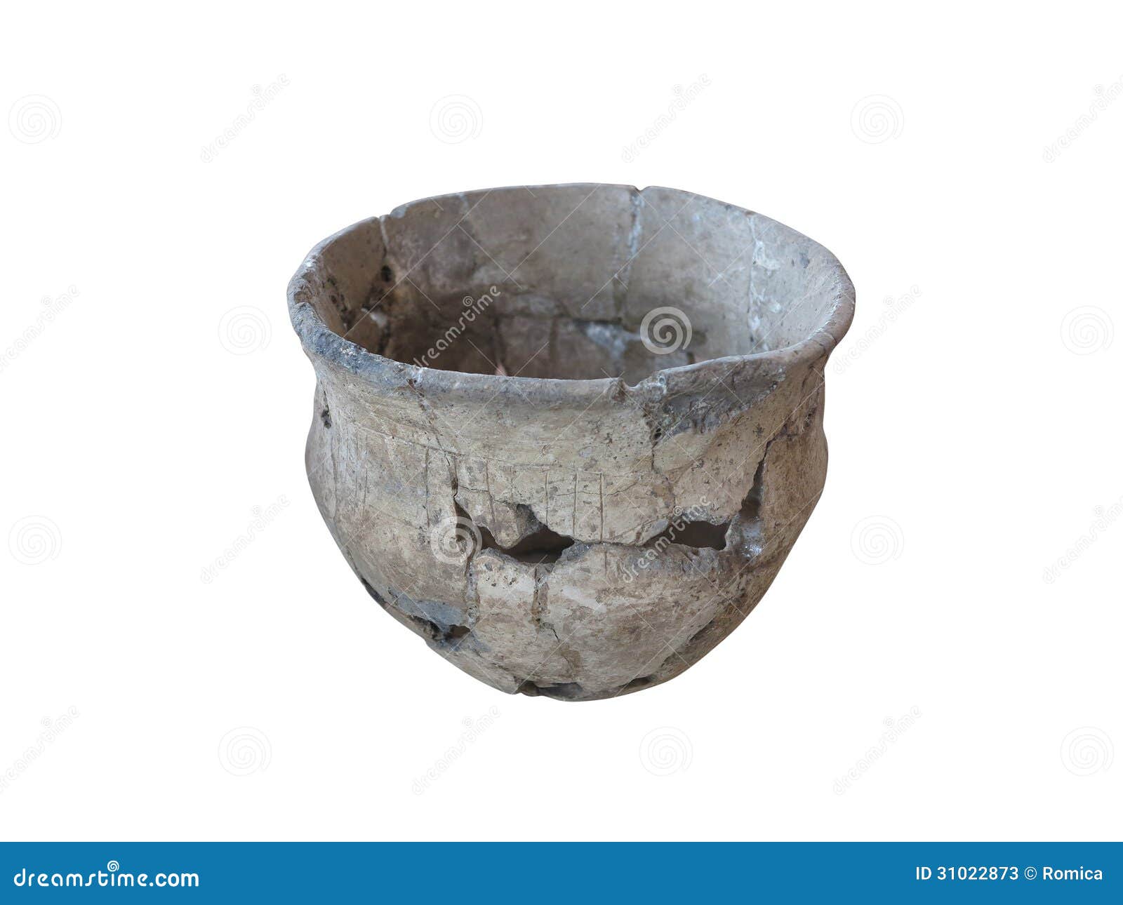 Prehistoric Pottery Isolated Over White Stock Image - Image of ceramic ...