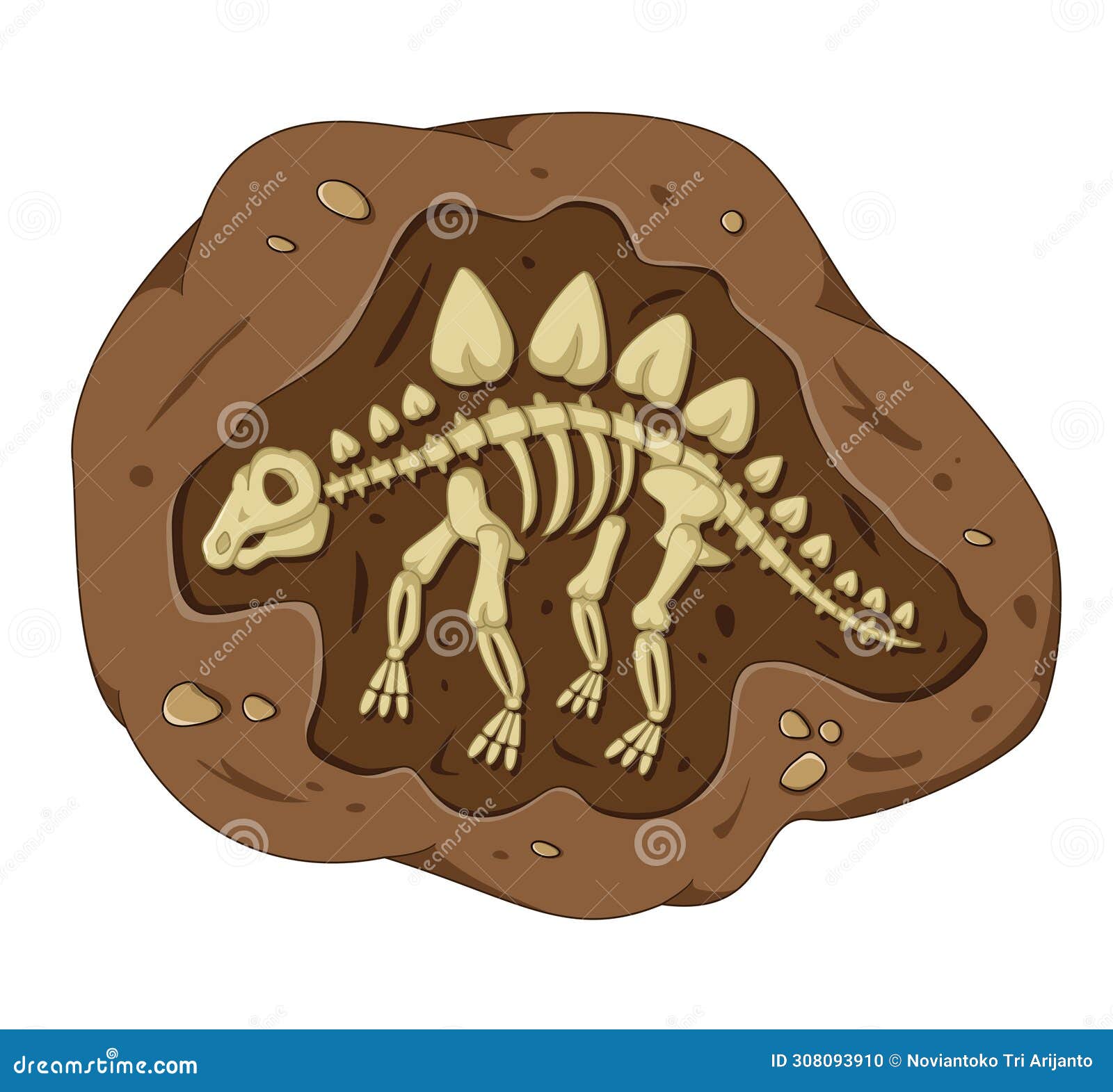 Prehistoric Reptile Skeletons Lying Underground Stock Vector ...