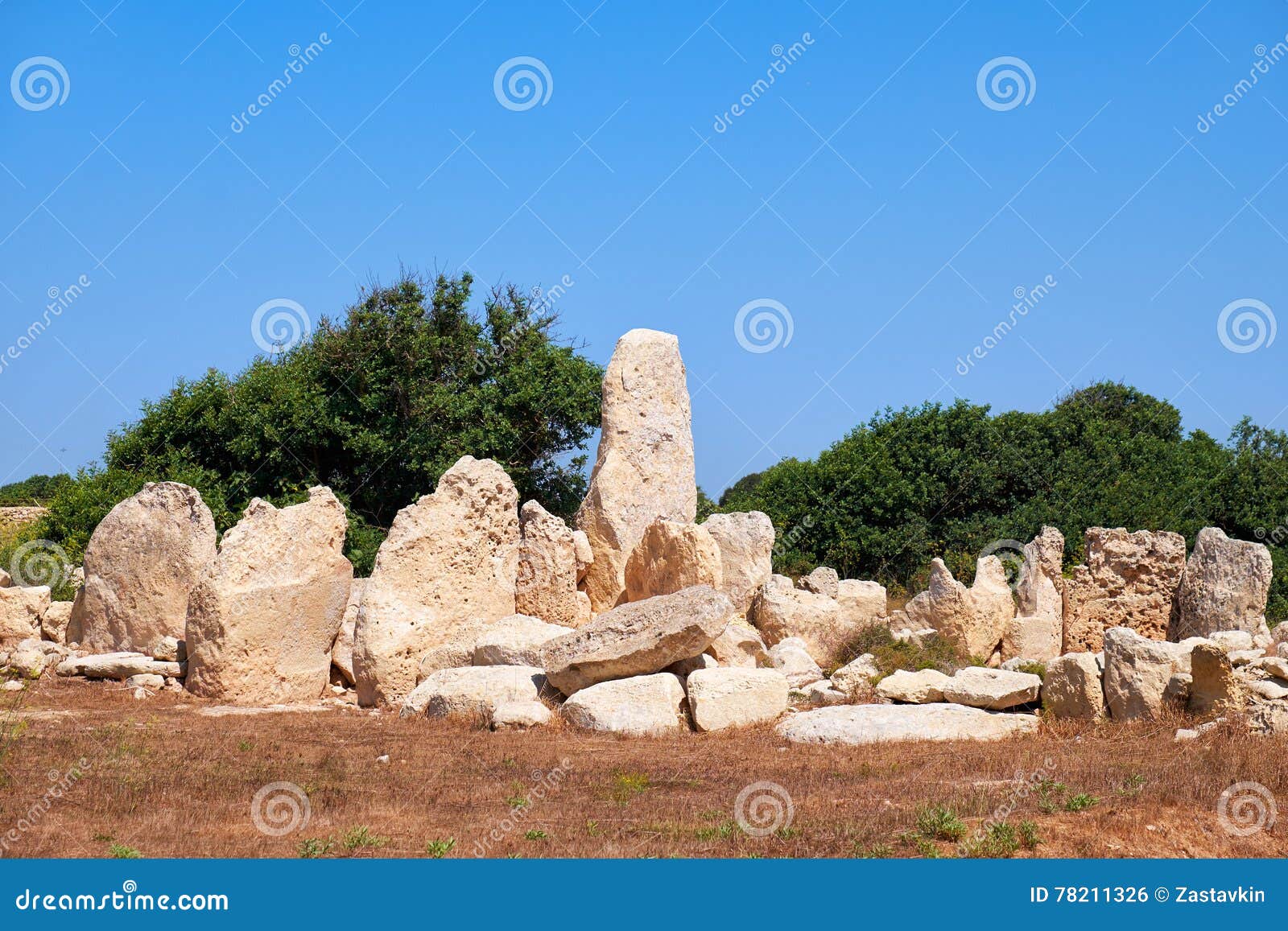The Prehistoric Ruins of Megalithic Temple of Hagar Qim, Malta Stock ...