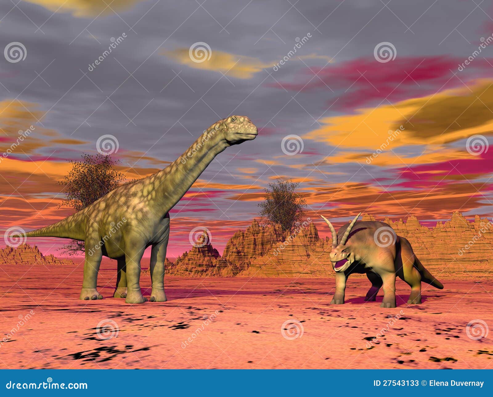 Prehistoric scene stock illustration. Illustration of horned - 27543133