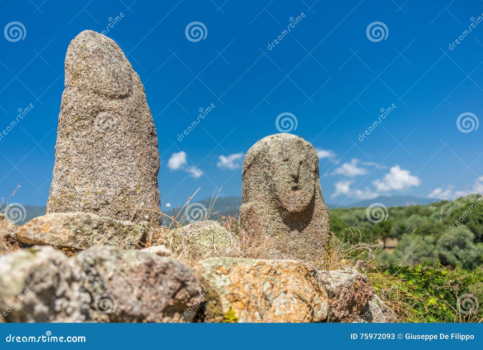 Prehistoric Statues in the Corsica Hills - 3 Stock Image - Image of ...