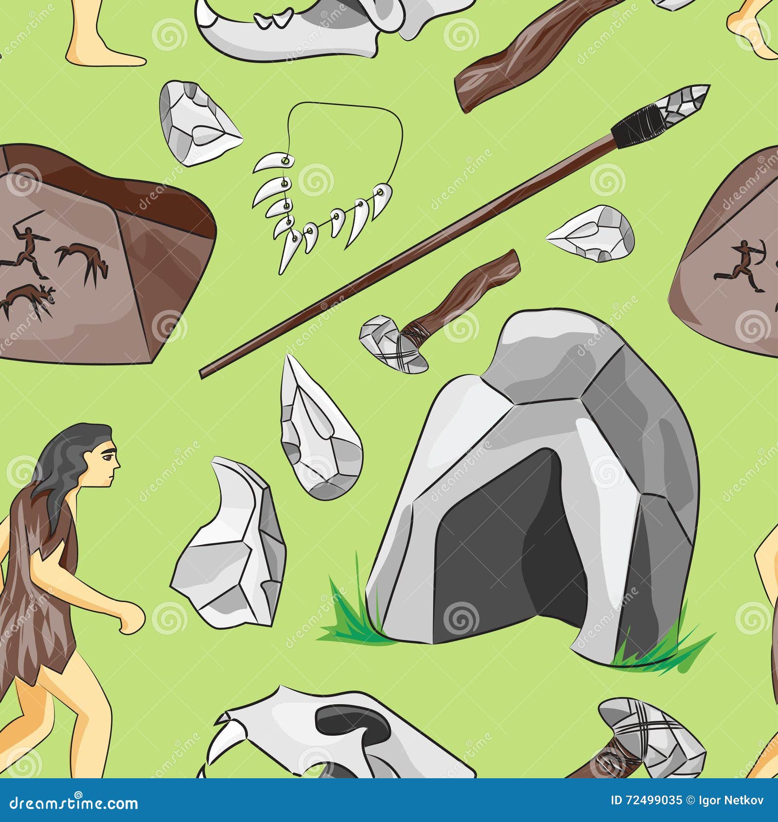 Prehistoric Pattern. Dino Friends Vector Illustration | CartoonDealer ...