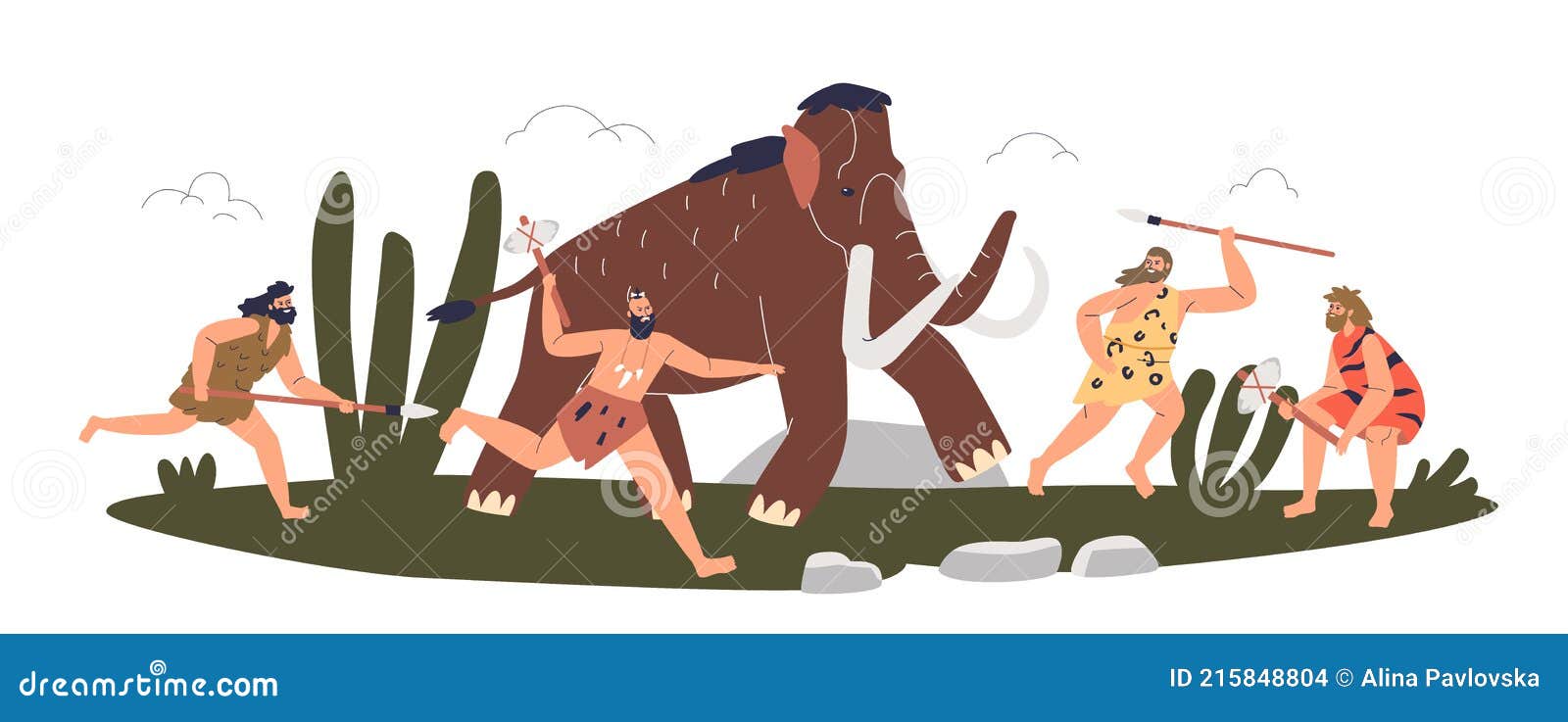 Prehistoric Stone Age Tribe Attack Mammoth. Cavemen Hunters with Spears ... Prehistoric Stone Age Tribe Attack Mammoth. Cavemen Hunters with Spears ...