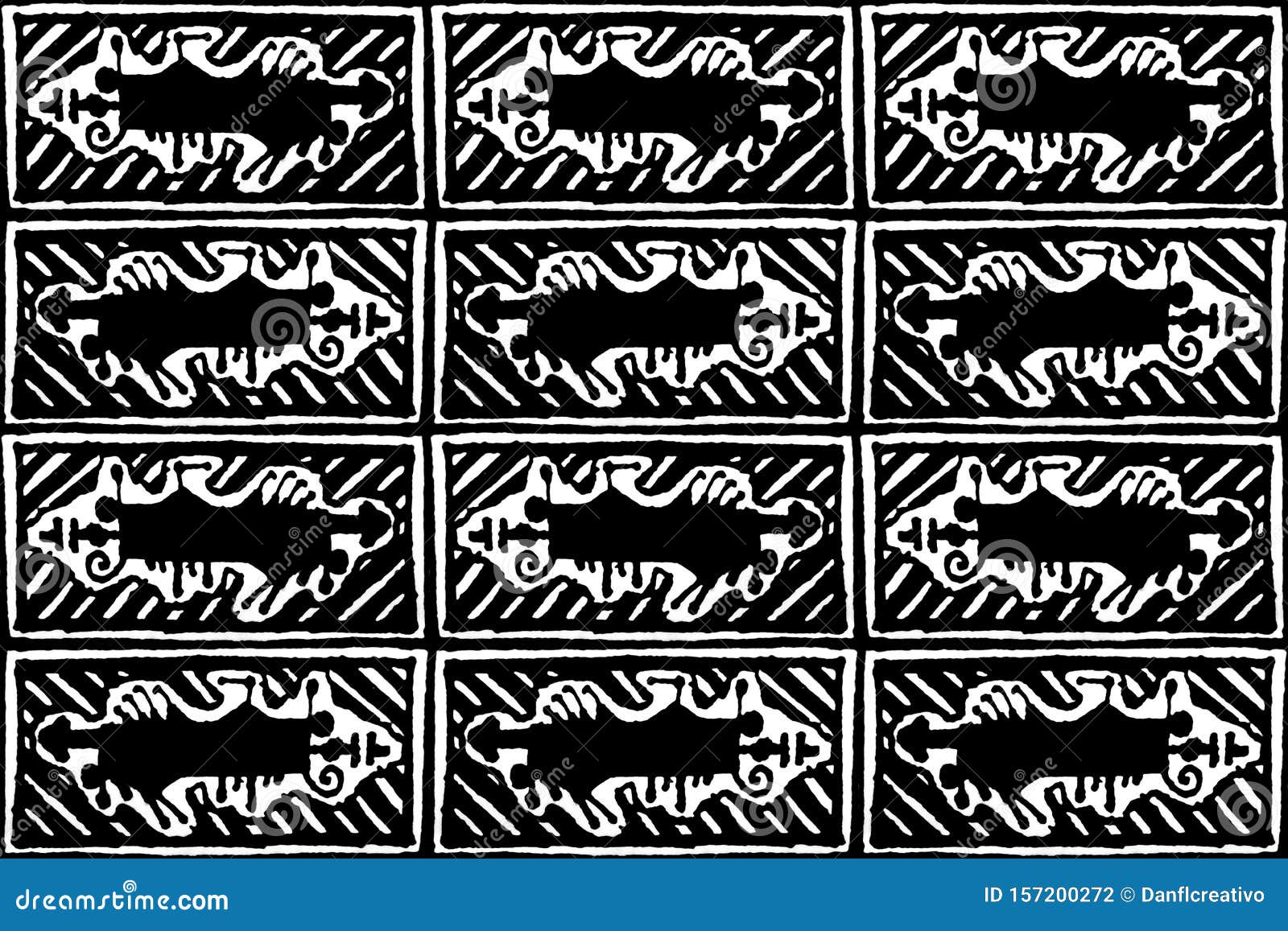 Prehistoric Style Symbol Artwork Seamless Pattern Stock Illustration ...
