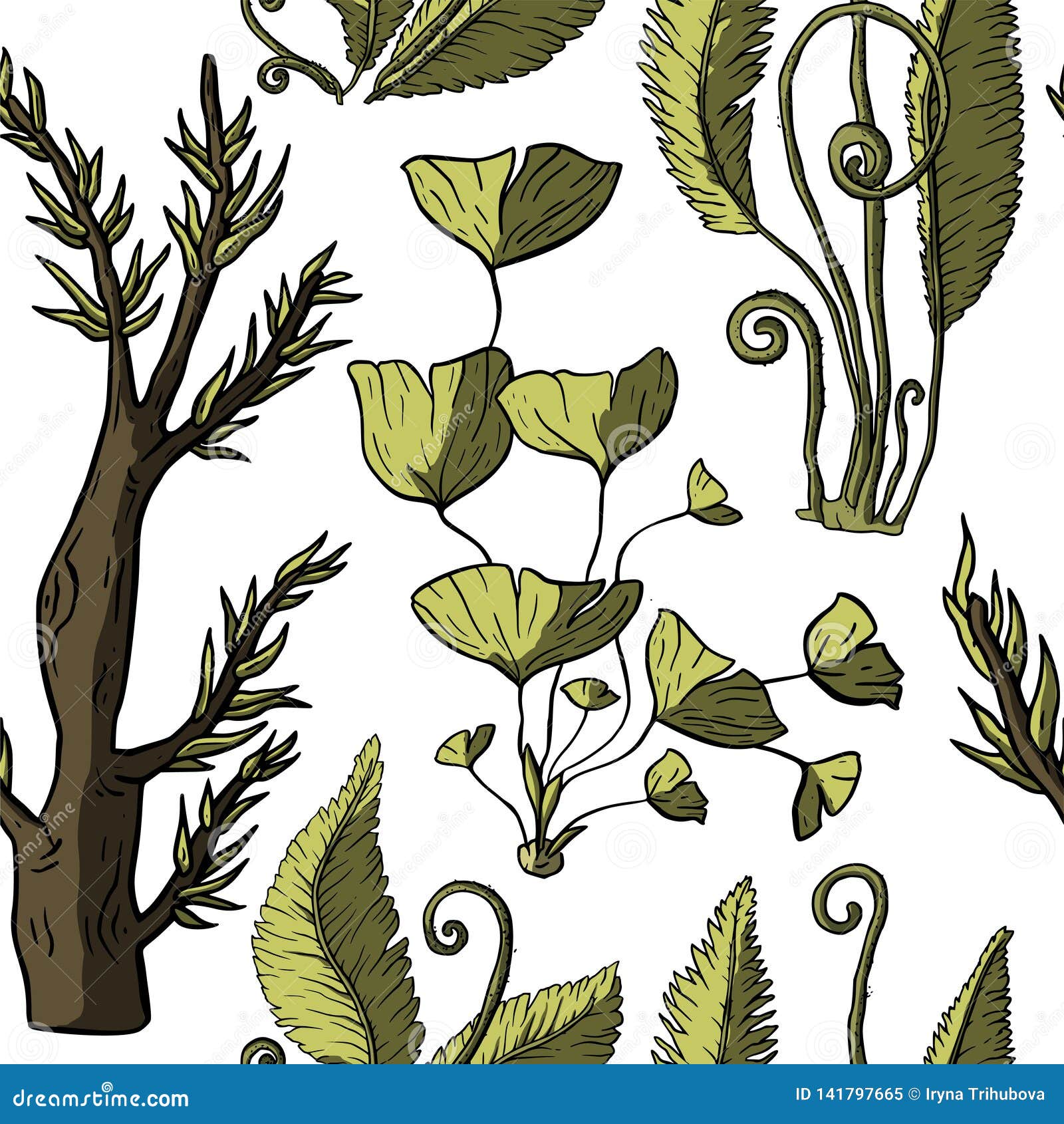 Prehistoric vector plants. stock vector. Illustration of extinct ...