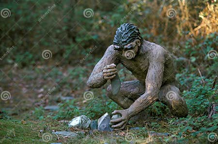 Prehistory, Prehistoric Man Making Fire with Stones Stock Image - Image ...