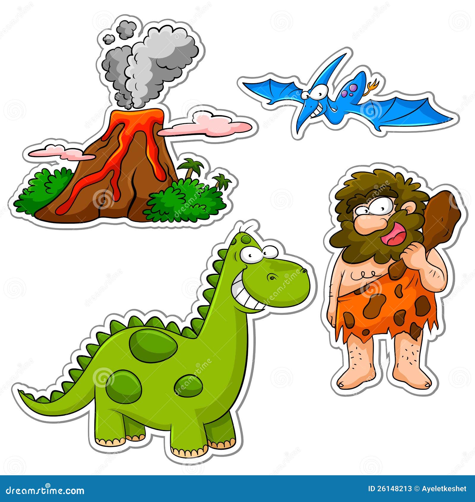 Prehystoric cartoons stock vector. Illustration of funny - 26148213