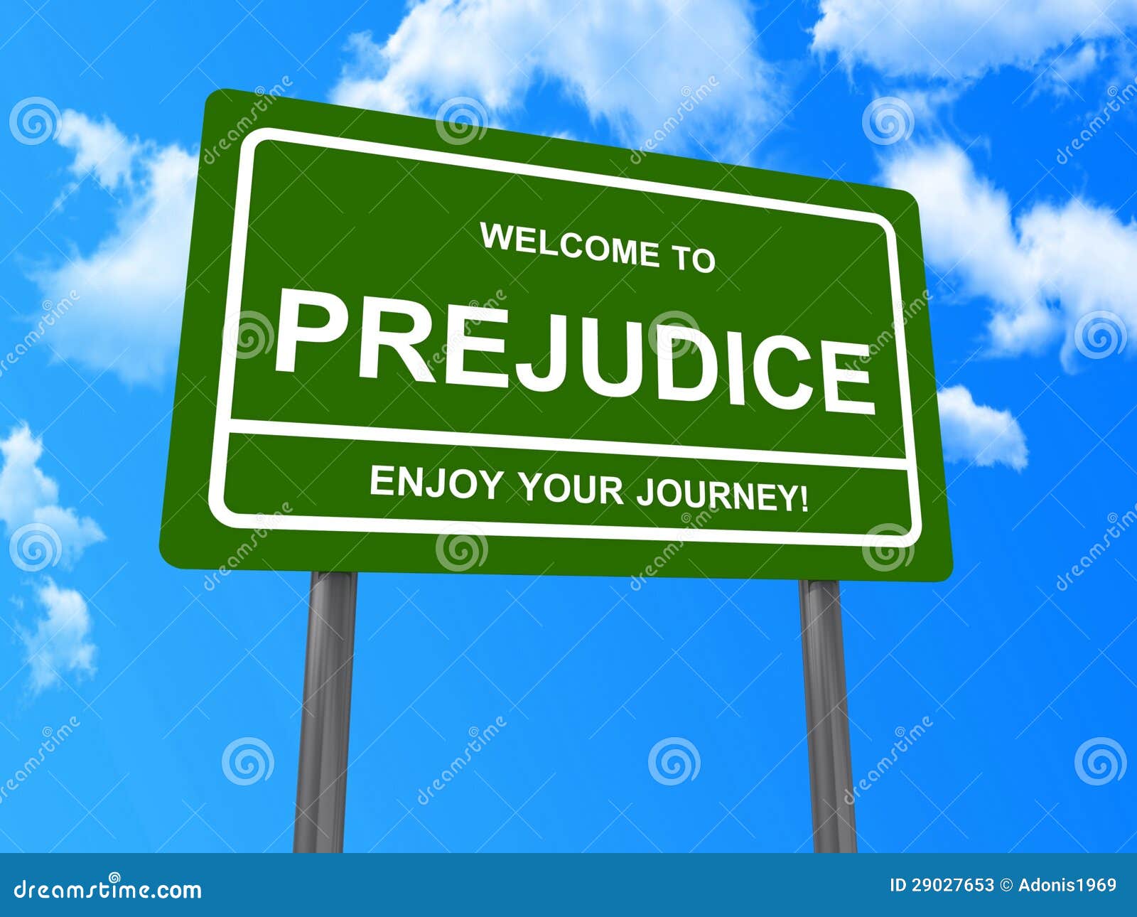 Prejudice on sign board stock illustration. Illustration of traffic ...