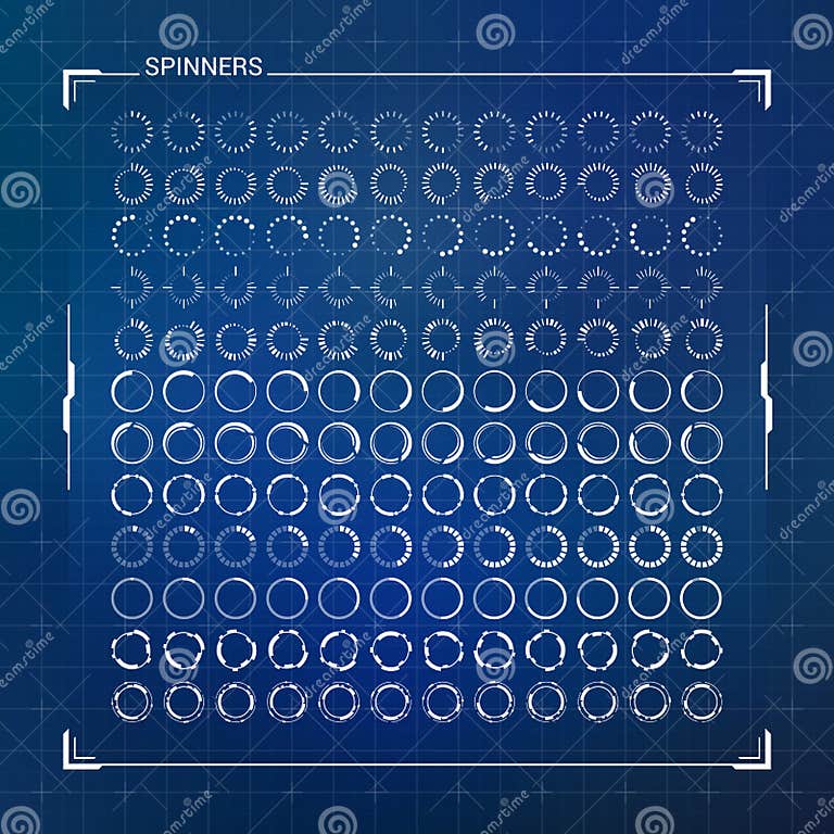 Futuristic Design Preloader Spinner Circles Set Stock Vector ...