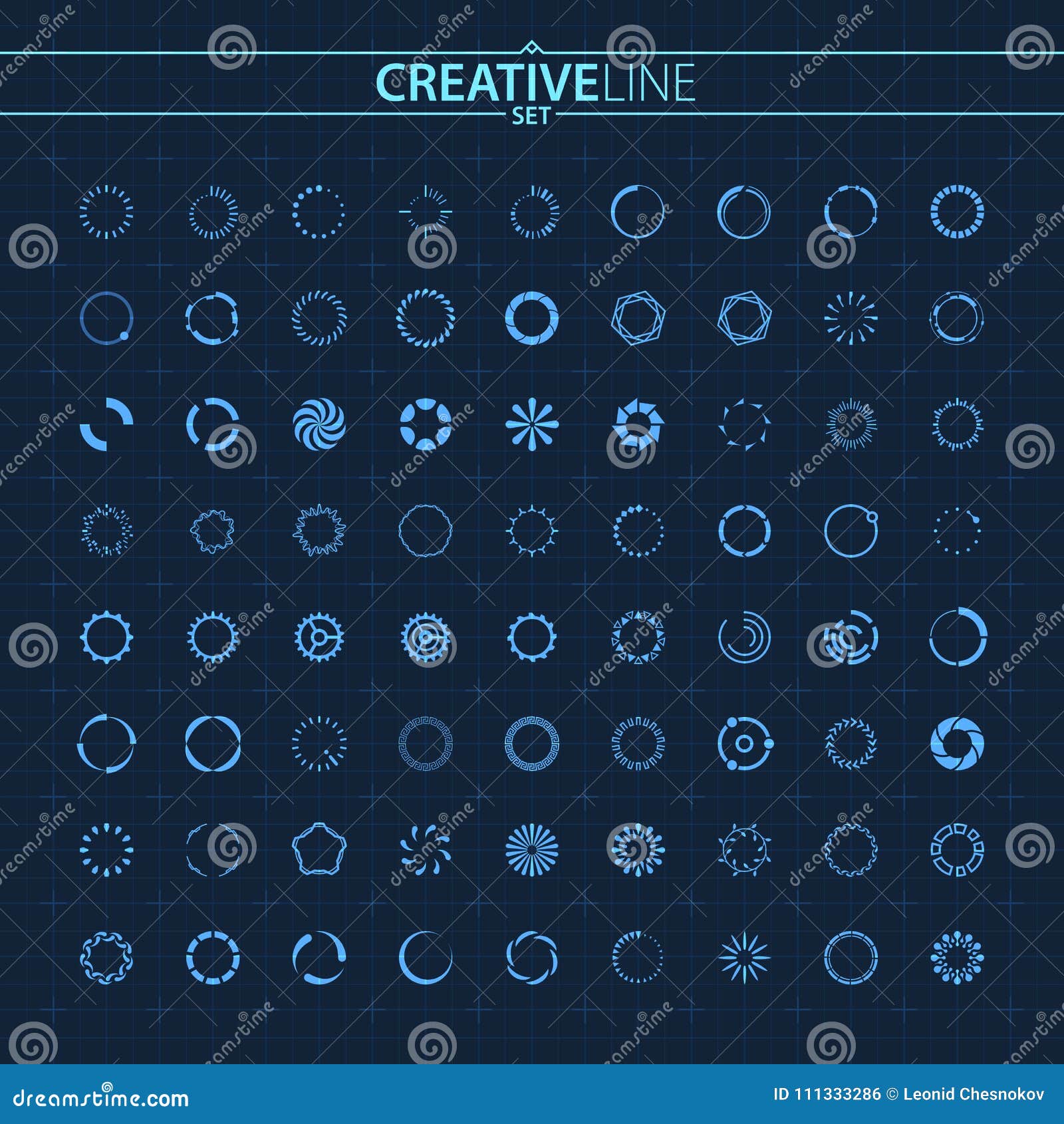 Futuristic Design Preloader Spinner Circles Set Vector Illustration ...