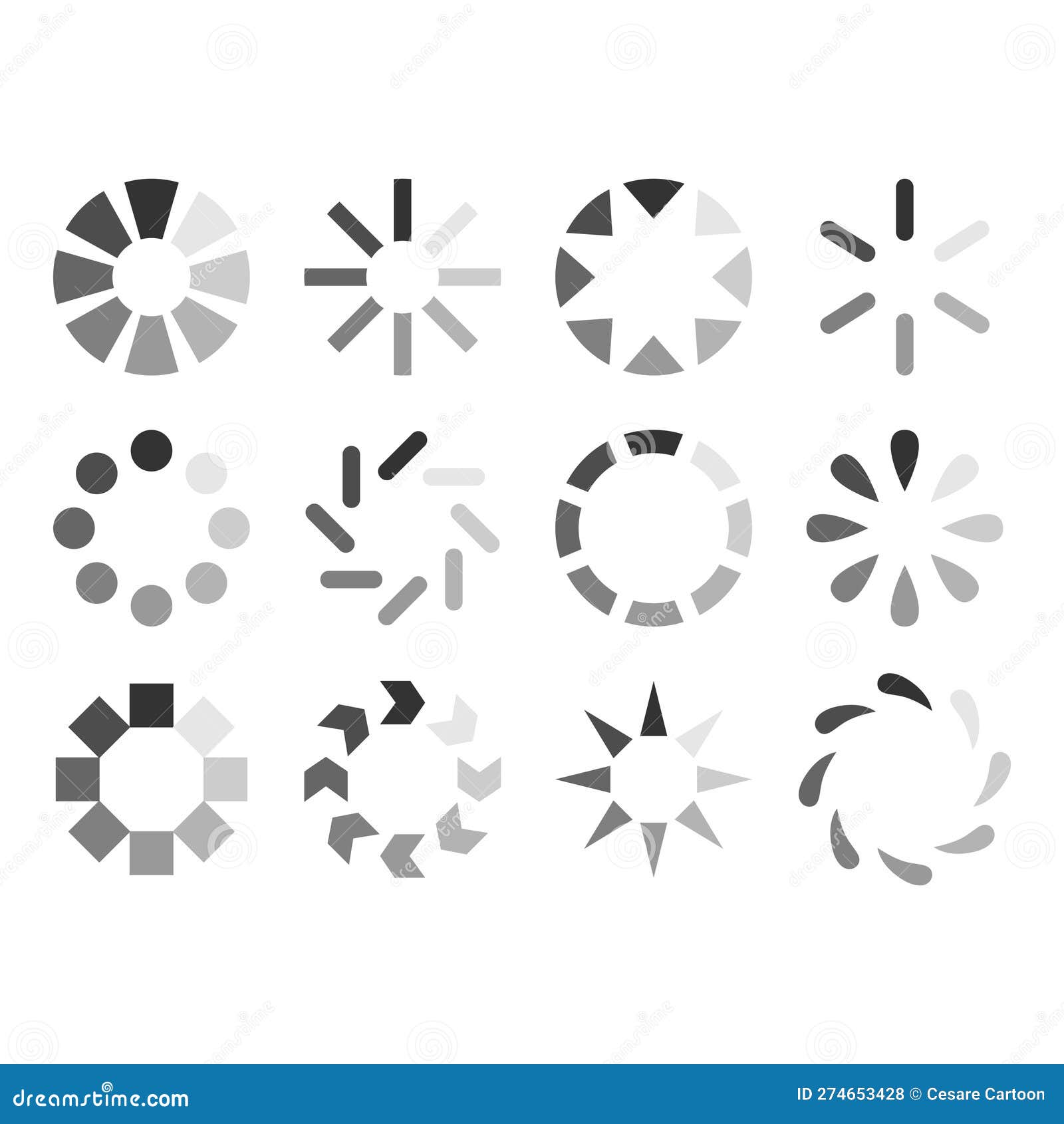 Preloader icon set stock vector. Illustration of flat - 274653428
