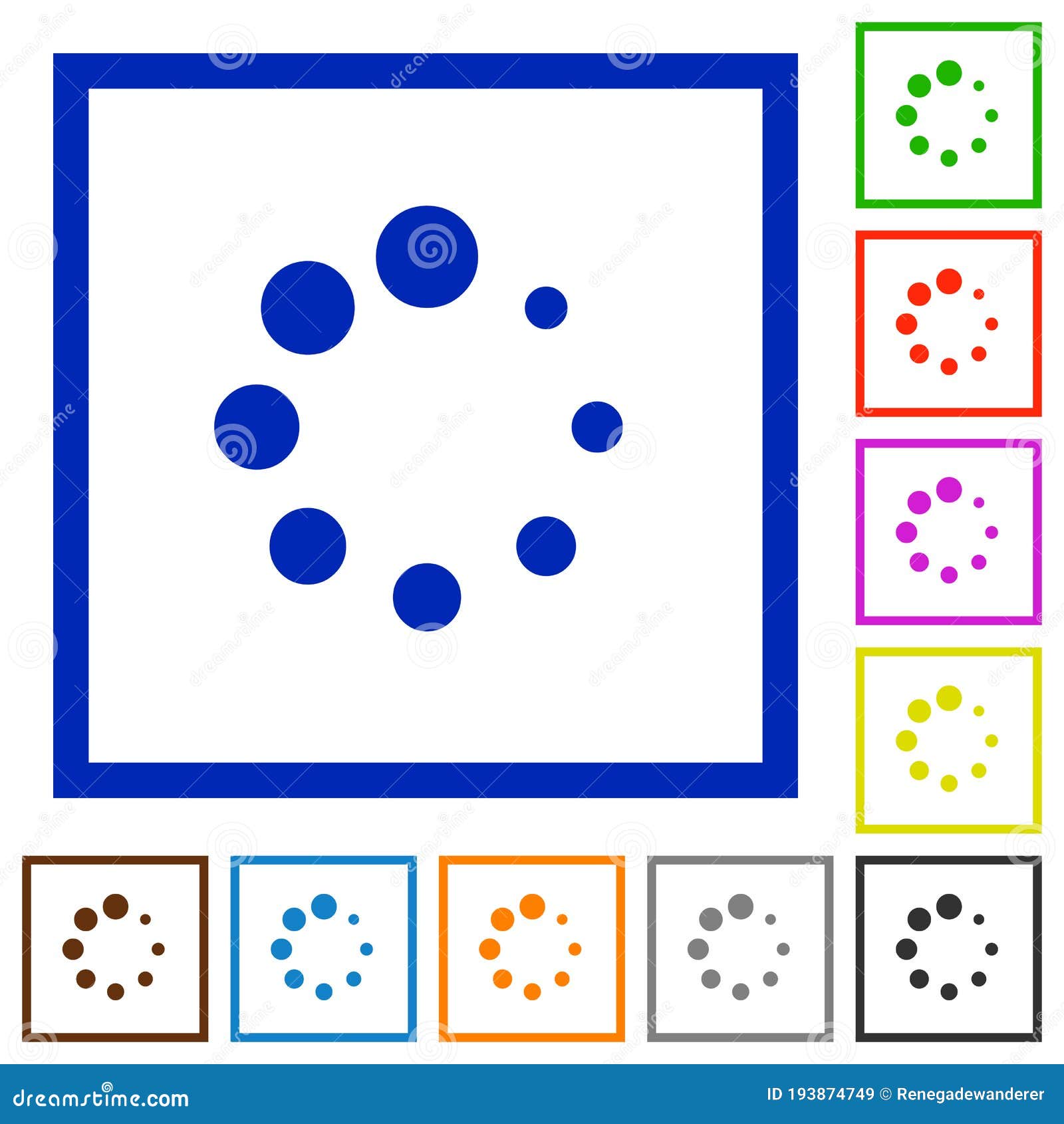 Preloader Symbol Flat Framed Icons Stock Vector - Illustration of ...