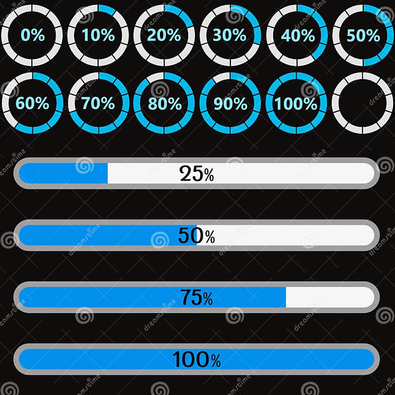 Preloaders and Progress Loading Bars Template Set. Vector Illustration ...