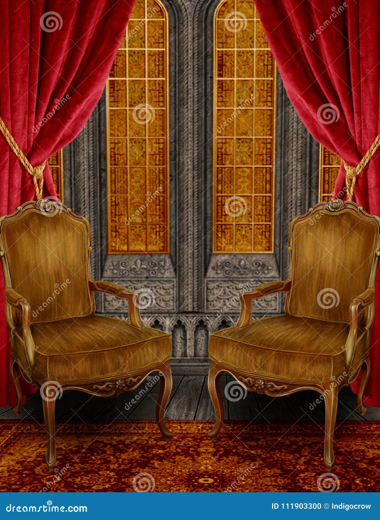 Red Curtained Room stock illustration. Illustration of background ...