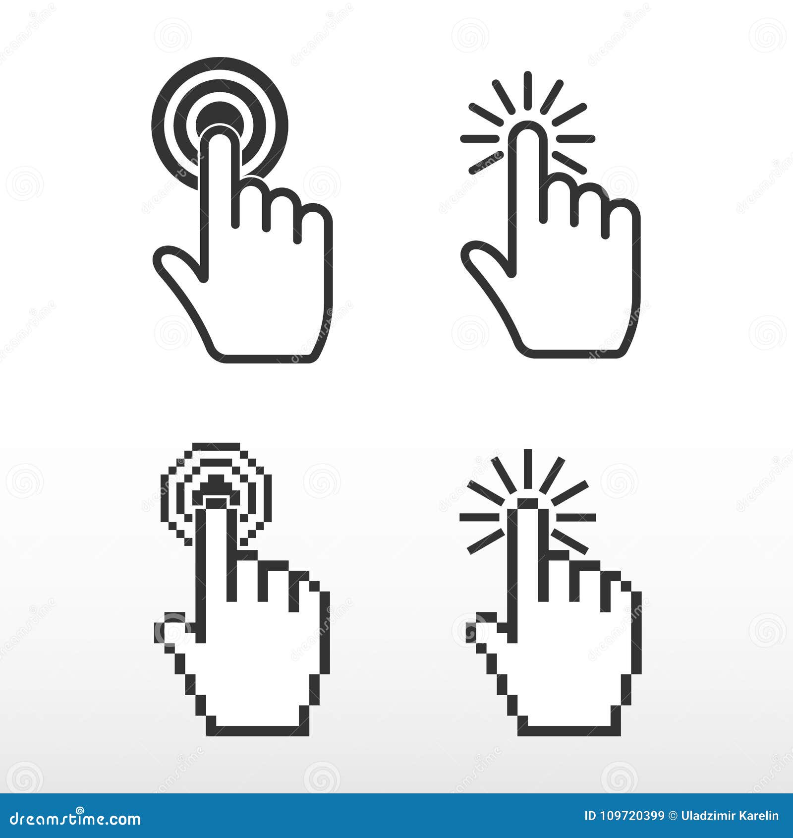 Premi Il Clic Il Bottone Clicca Il Cursore Qui, Dito Illustrazione ...