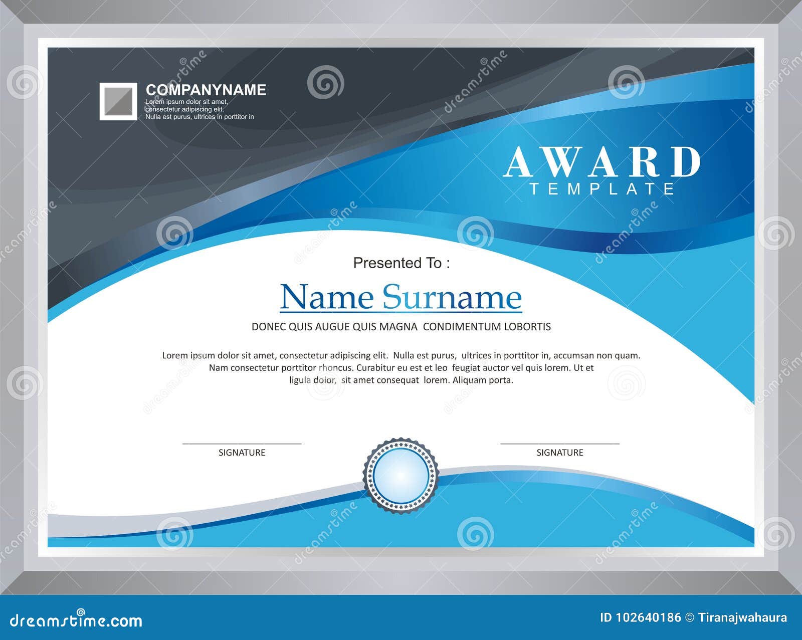 Premio - Plantilla Del Diploma Ilustración del Vector - Ilustración de ...