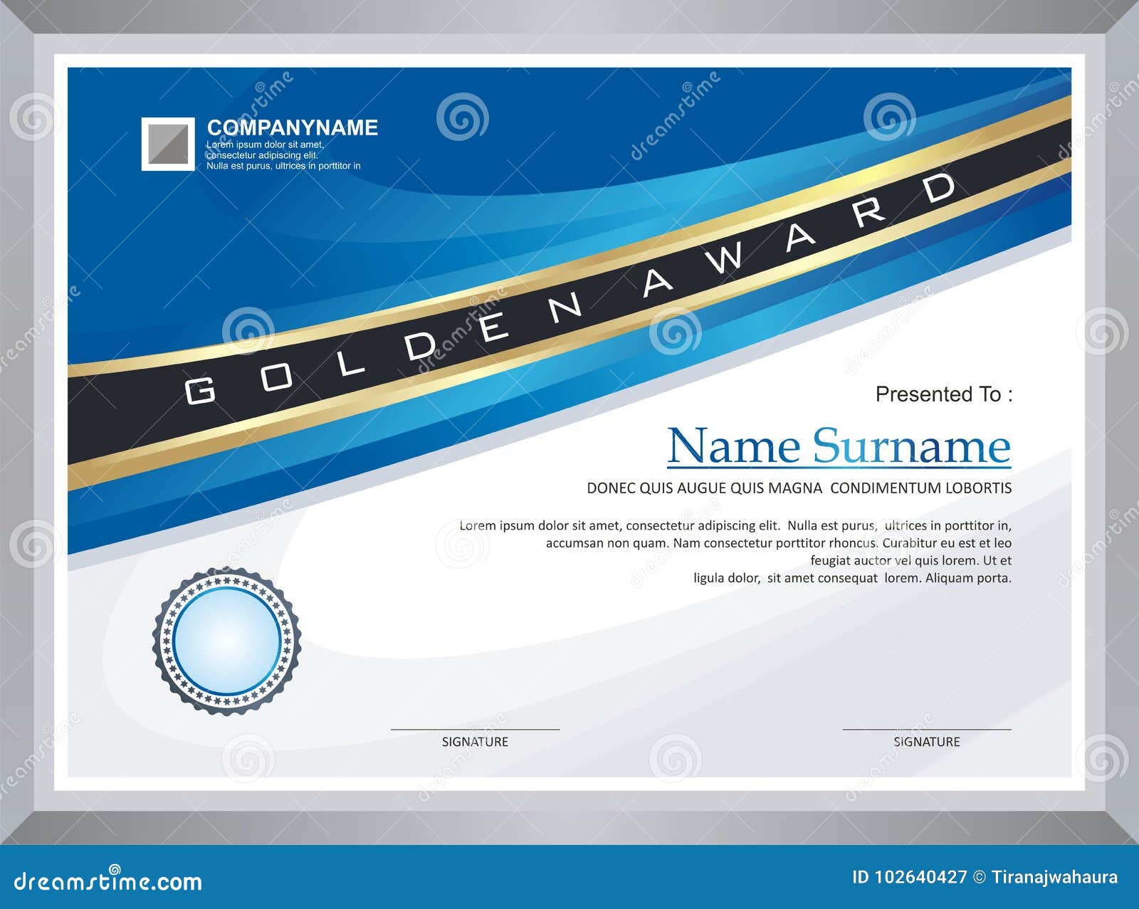 Premio - Plantilla Del Diploma Ilustración del Vector - Ilustración de ...