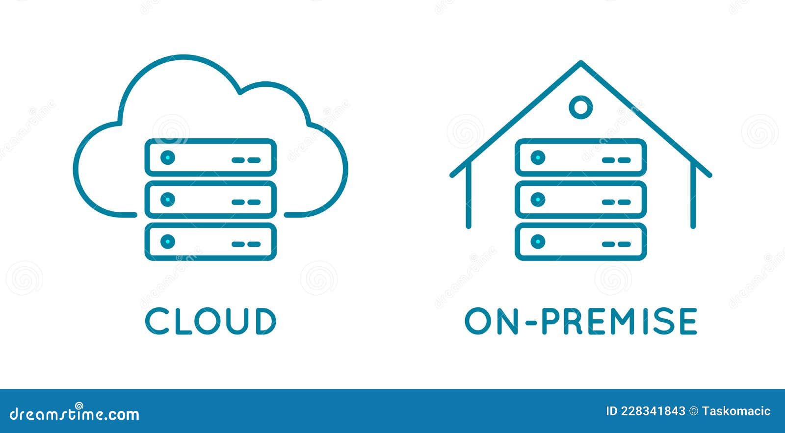 On-premise and Cloud Service Line Icon. Local Network and Cloud Based ... On-premise and Cloud Service Line Icon. Local Network and Cloud Based ...