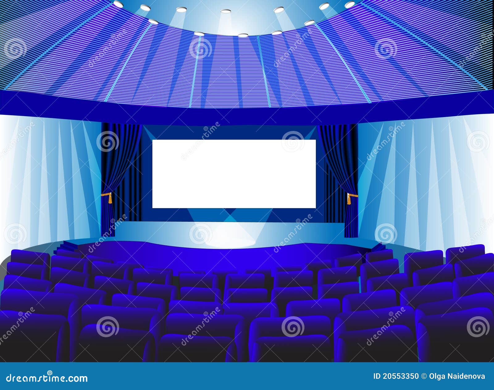 Premises Blue Theater with Screen Stock Vector - Illustration of ...