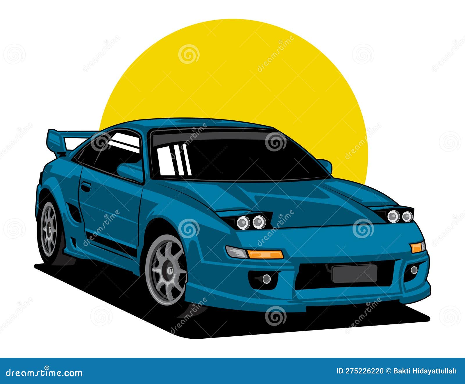 Premium 90s Car Illustration Vector Graphic Design in Blue Accent Stock ...