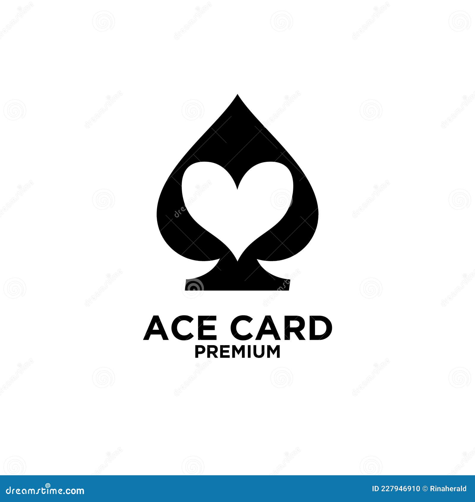 Premium Ace Card with Heart Icon Black Vector Logo Design Stock Vector ...