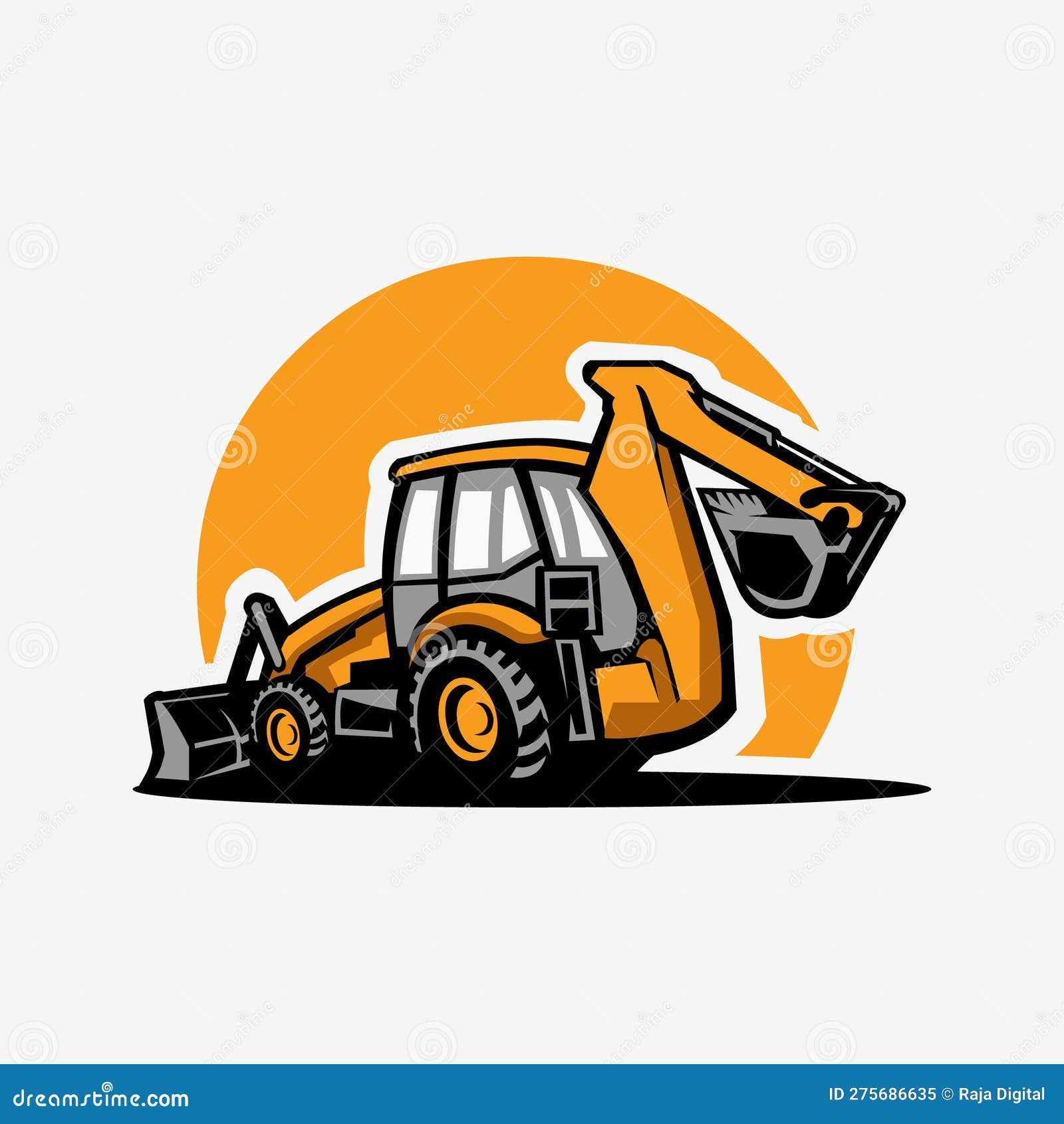 Backhoe Loader Vector Illustration Isolated. Best for Construction ... Backhoe Loader Vector Illustration Isolated. Best for Construction ...