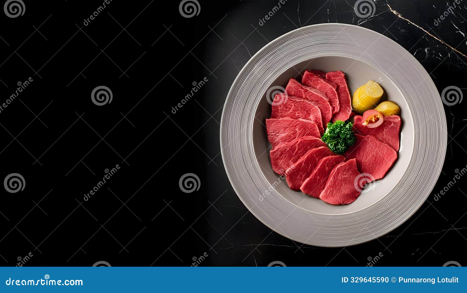 Premium Beef Buffet in Restaurant, Top View, Copy Space, Generative AI ...