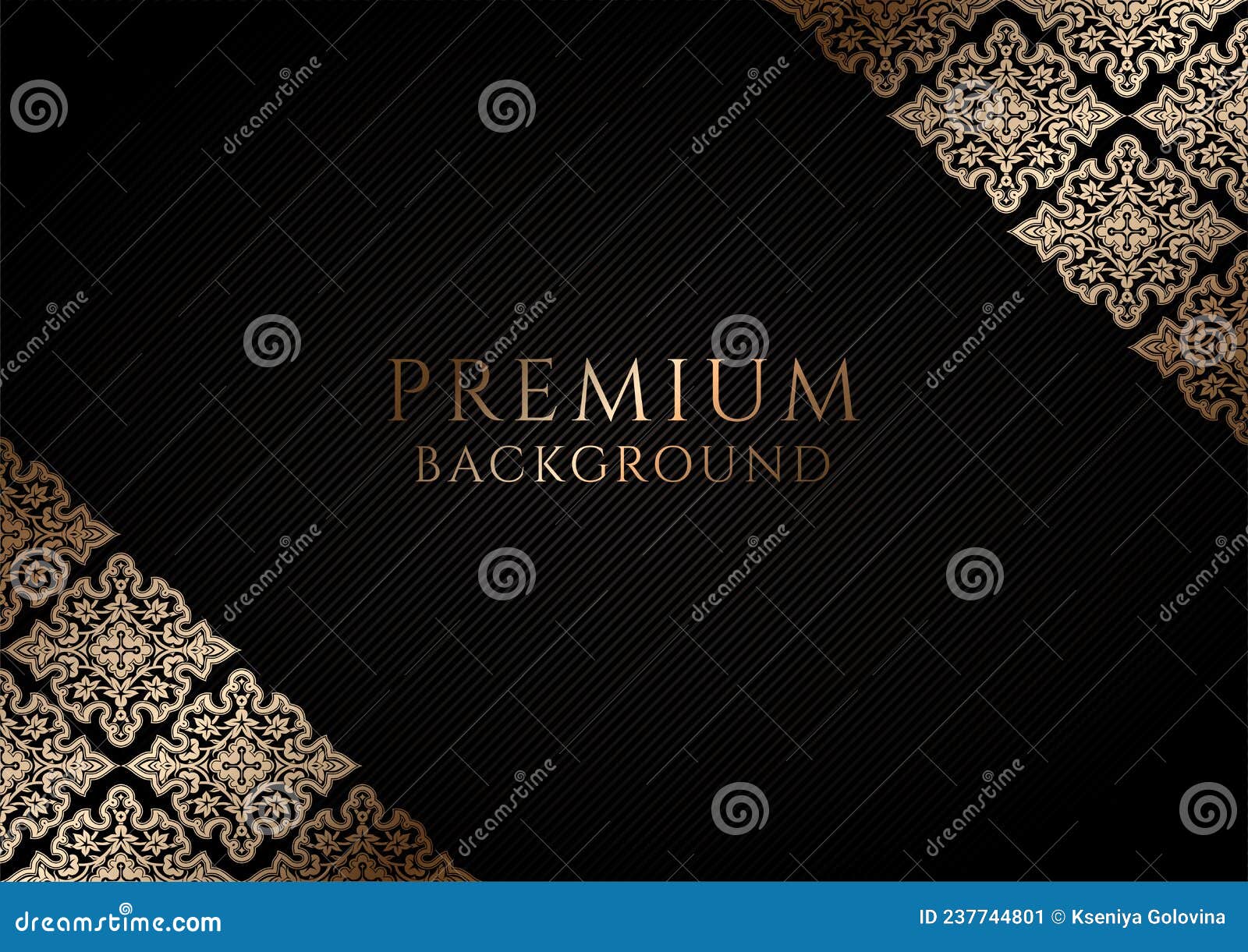 Premium Black Background in Horizontal Format with Ornamental Golden ...