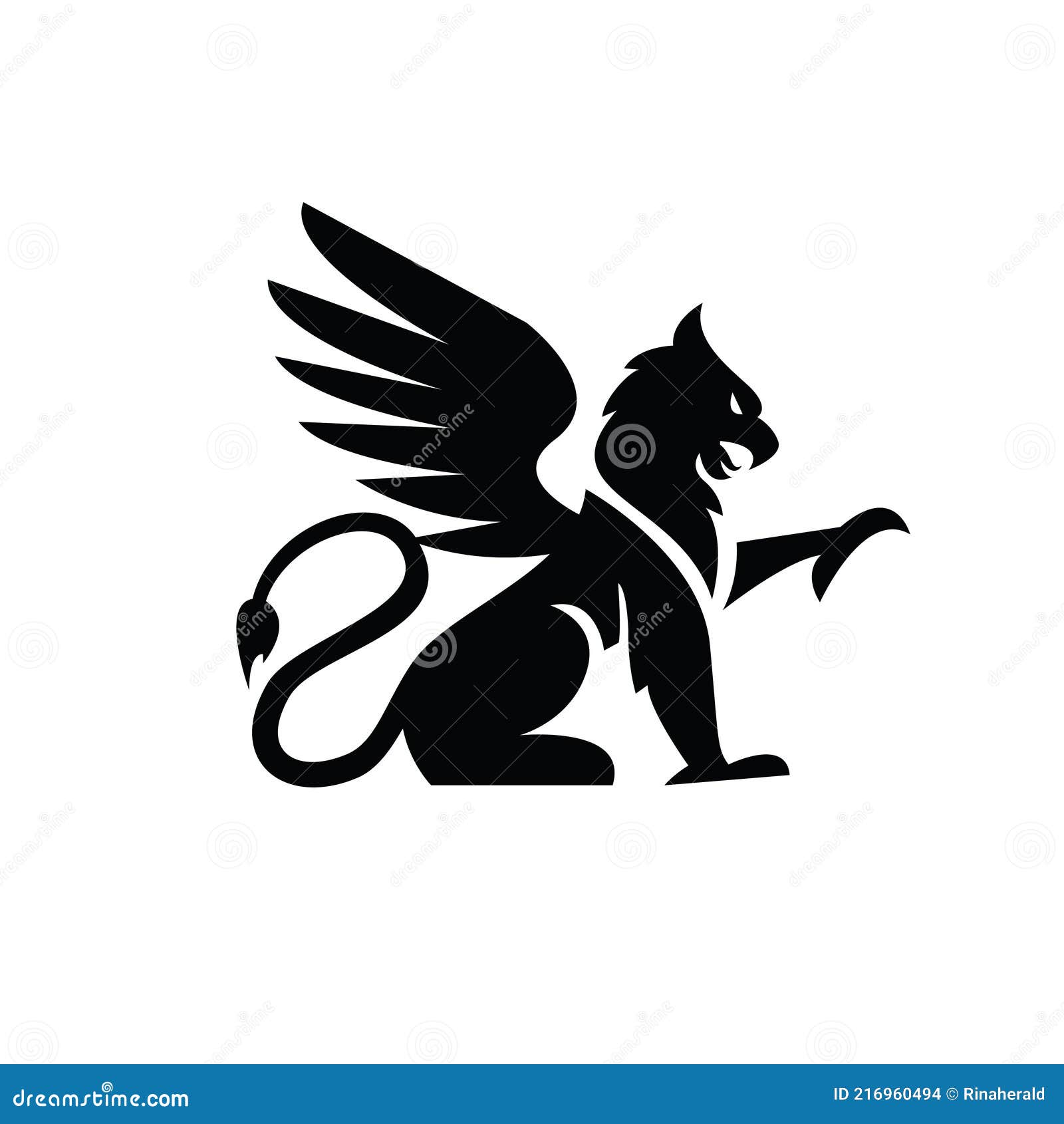 Premium Black Minimal Griffin Mythical Creature Emblem Mascot Vector ...