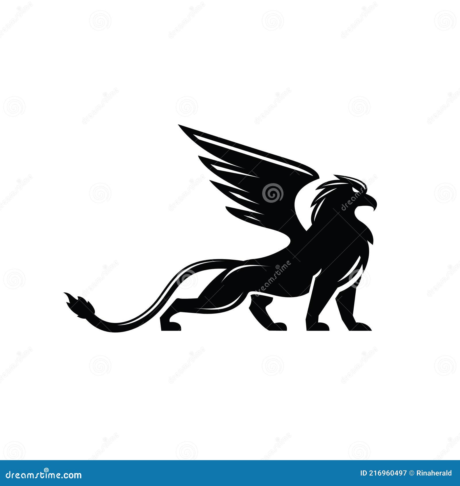 Premium Black Minimal Griffin Mythical Creature Emblem Mascot Vector ...
