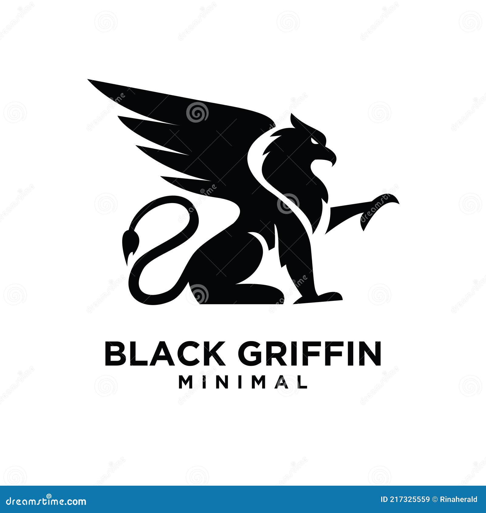 Premium Black Minimal Griffin Mythical Creature Emblem Mascot Vector ...