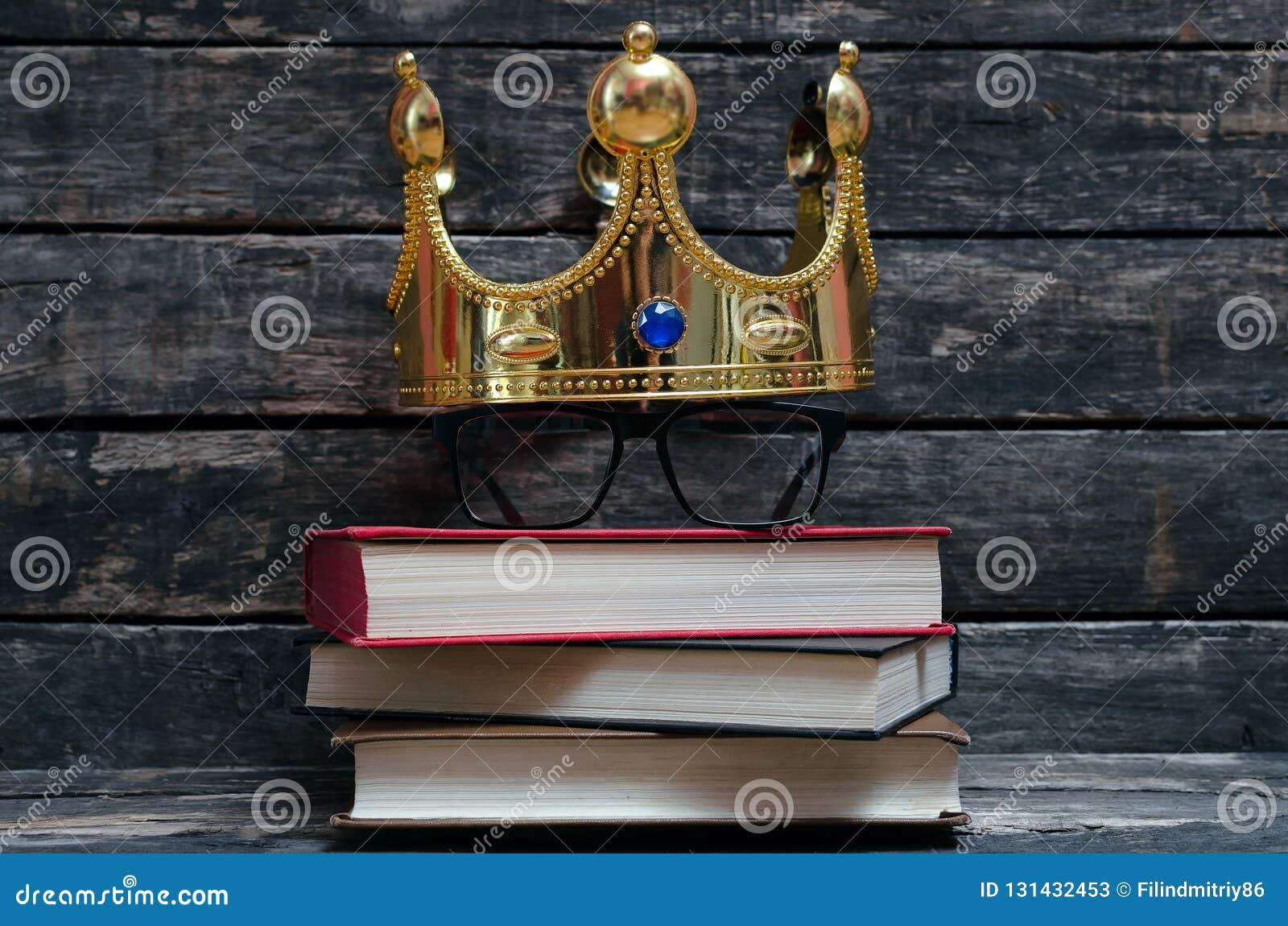 Books and crown. stock image. Image of quality, premium - 131432453