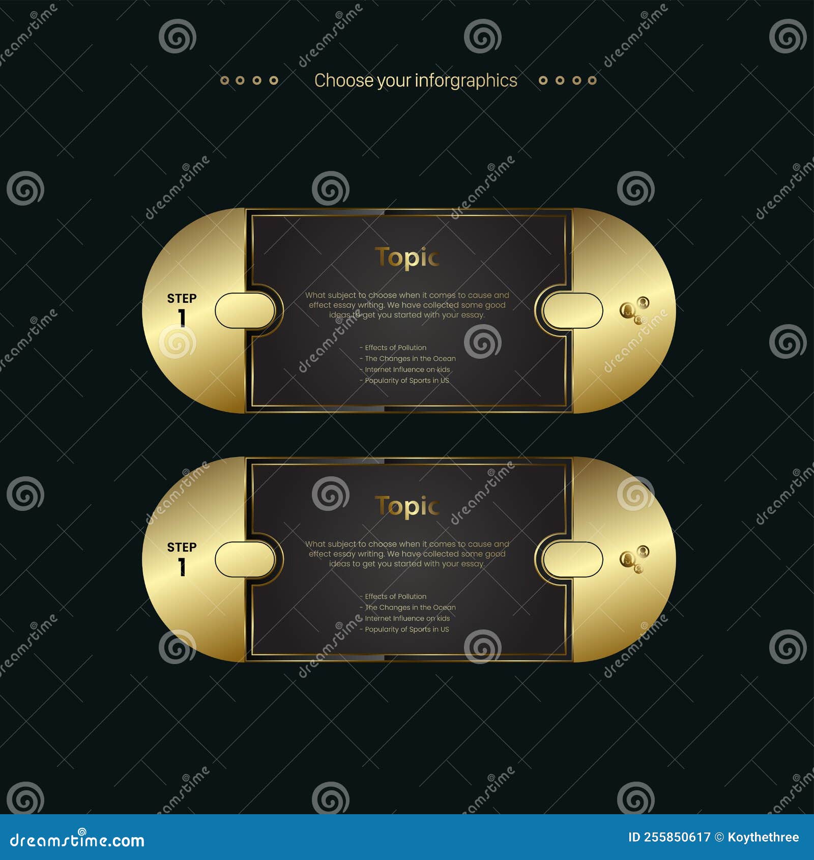 2 Premium Button Vector Design on Dark Background, and Two Golden ...