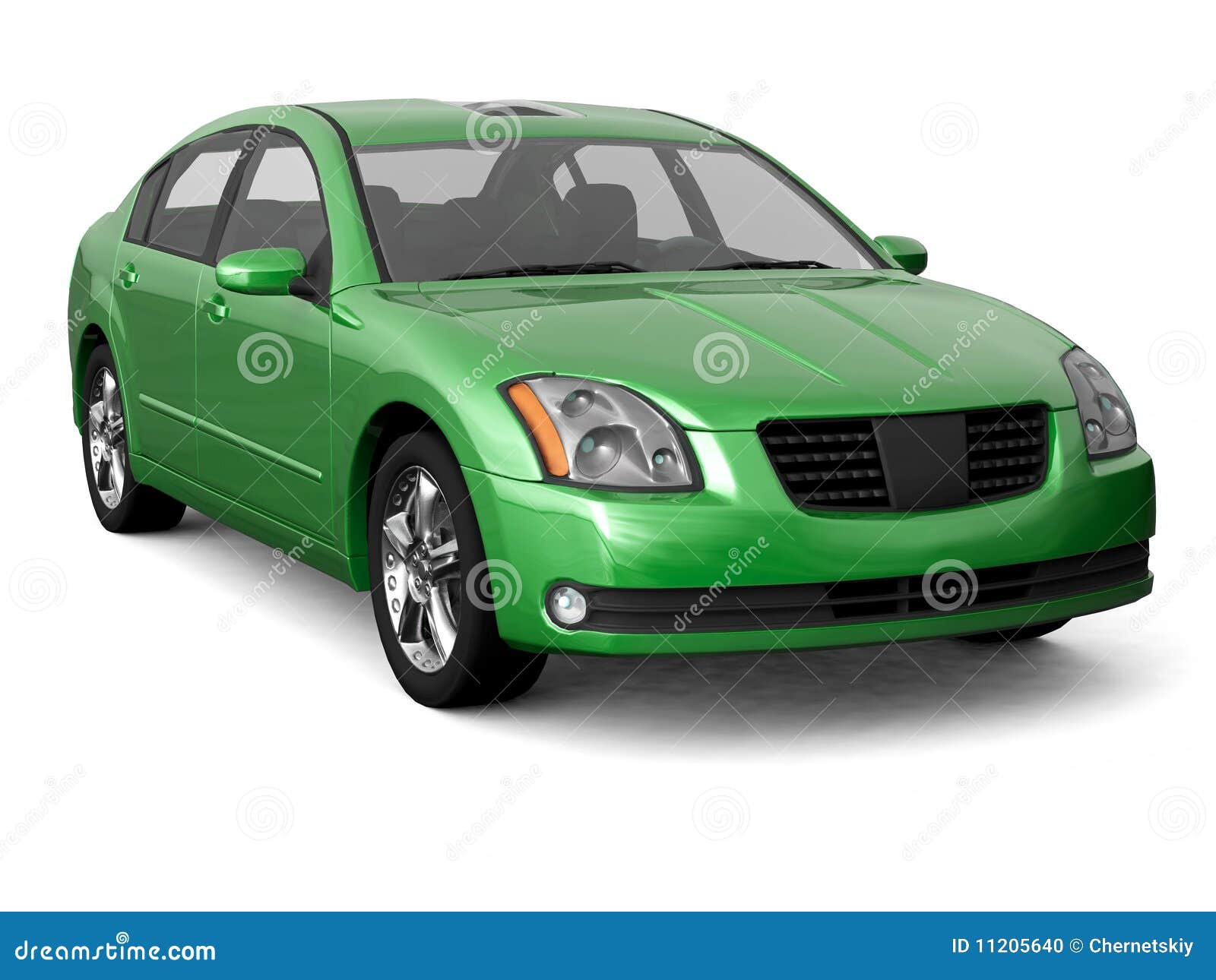 Premium Class Green Car Front View Stock Illustration - Illustration of ...