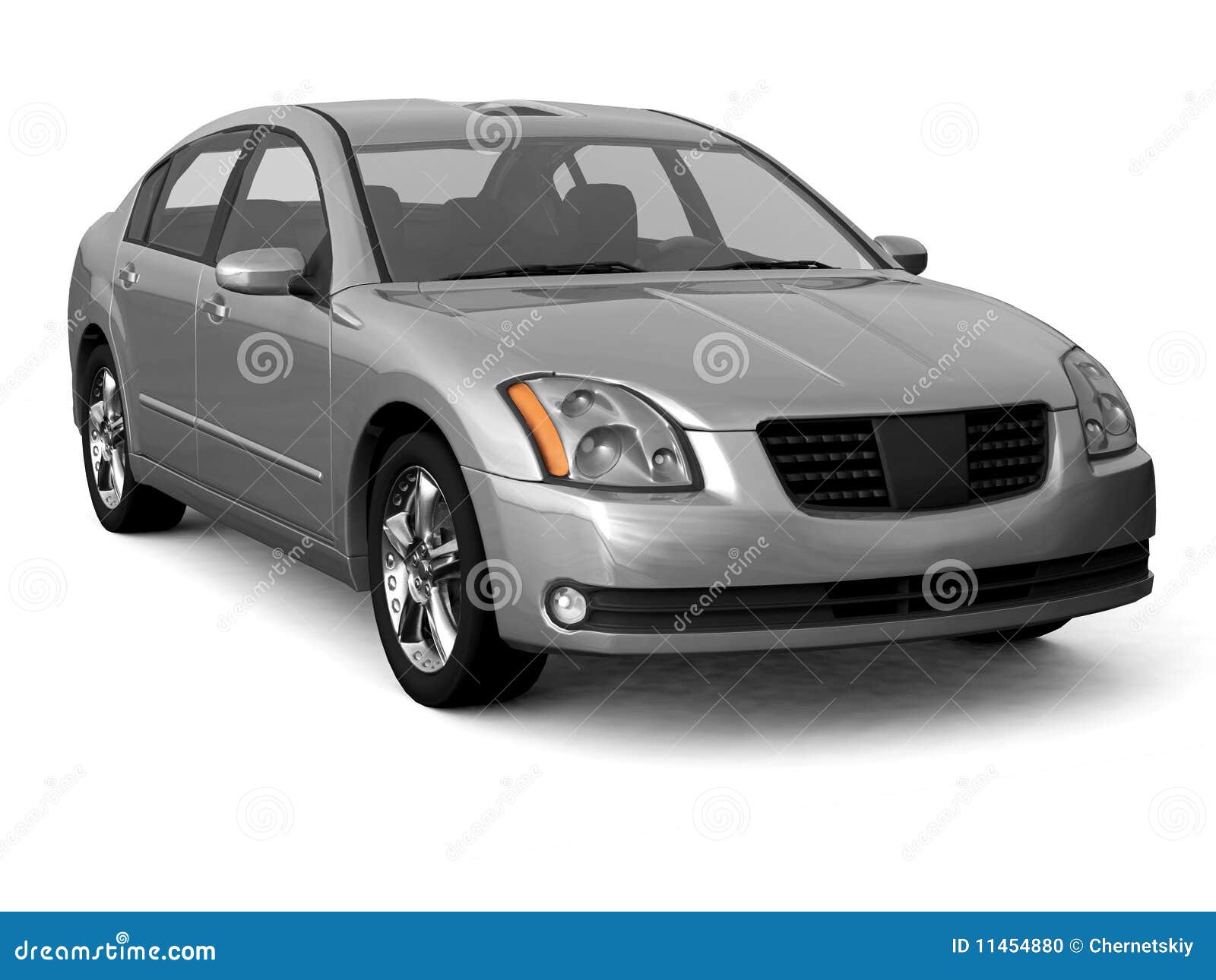 Premium Class Silver Car Front View Stock Illustration - Illustration ...